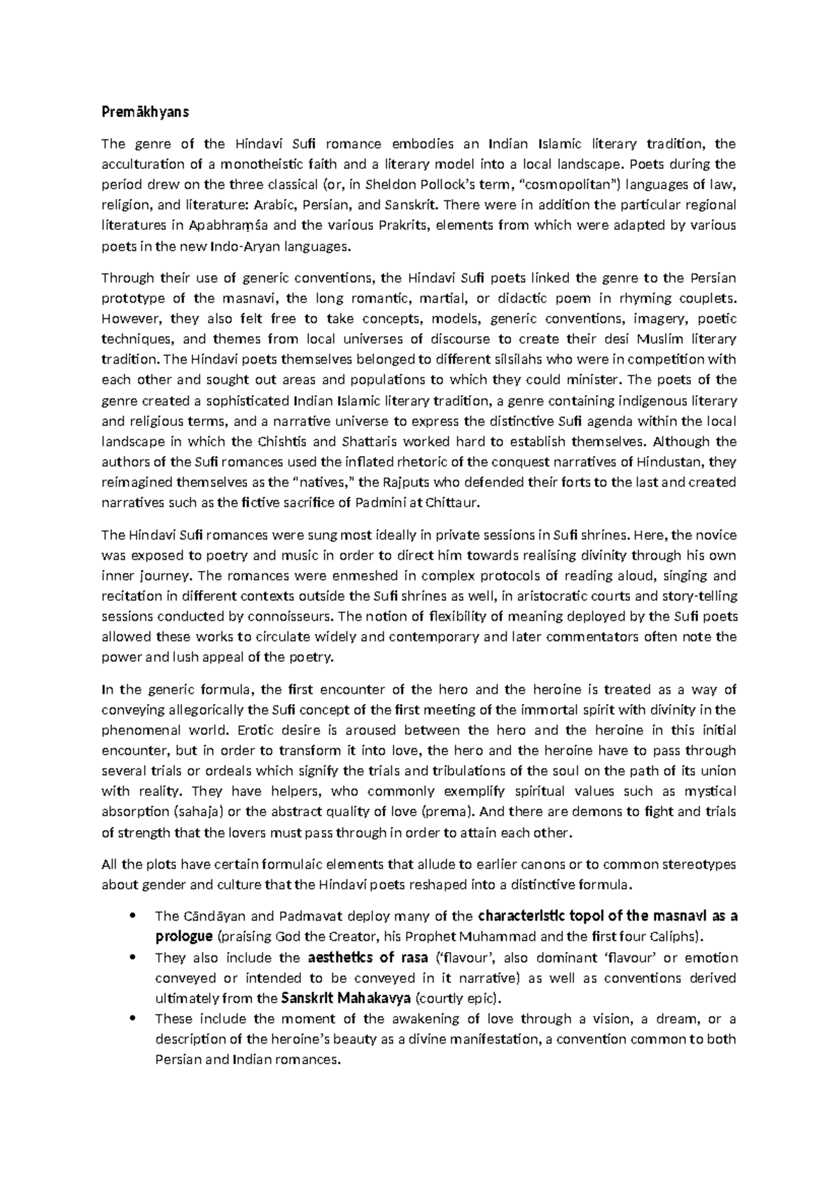 Copy of premakhyan - Premākhyans The genre of the Hindavi Sufi romance ...