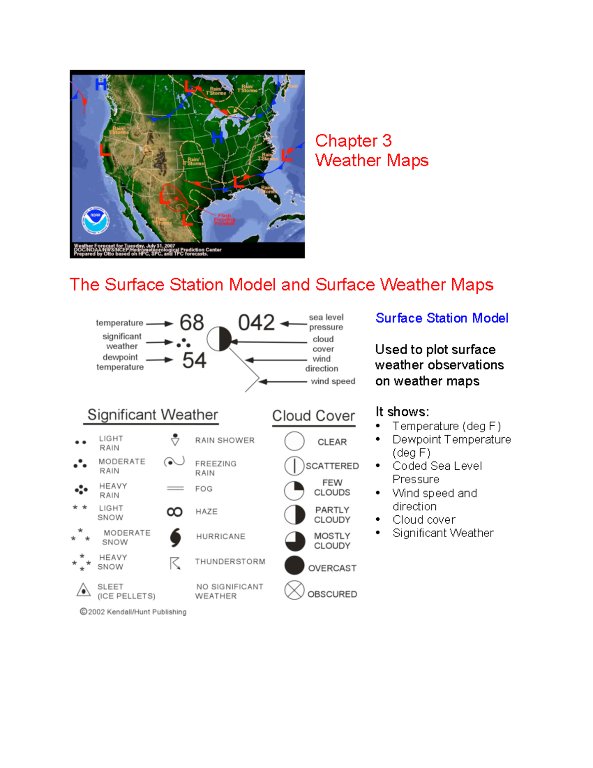 Chapter 3 Lecture Notes - Chapter 3 Weather Maps The Surface Station ...