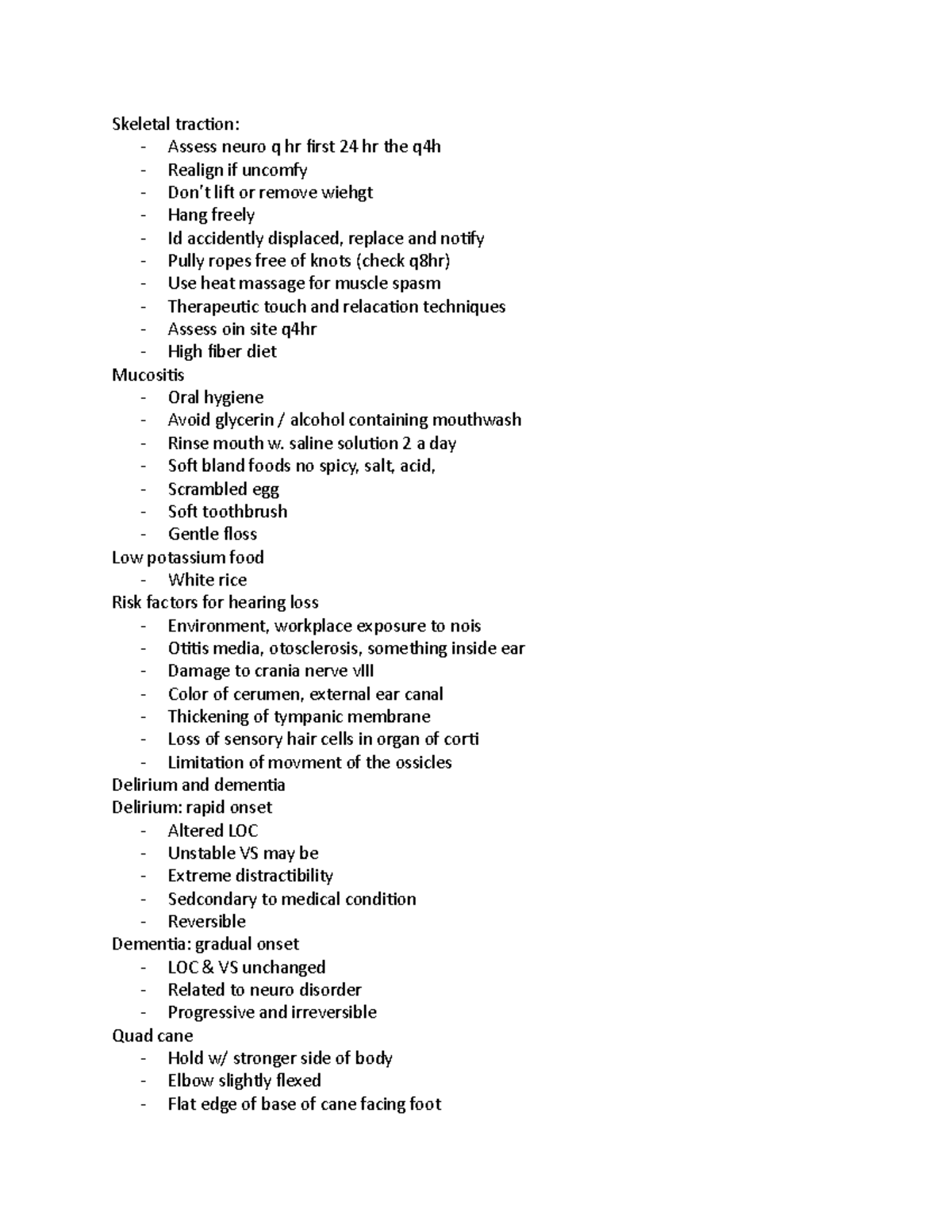 Skeletal traction - Skeleton - Skeletal tracon: - Assess neuro q hr ...