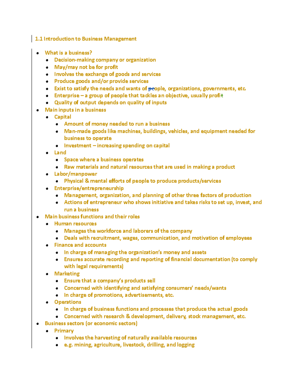 1.1 Introduction to Business Management - 1 Introduction to Business ...