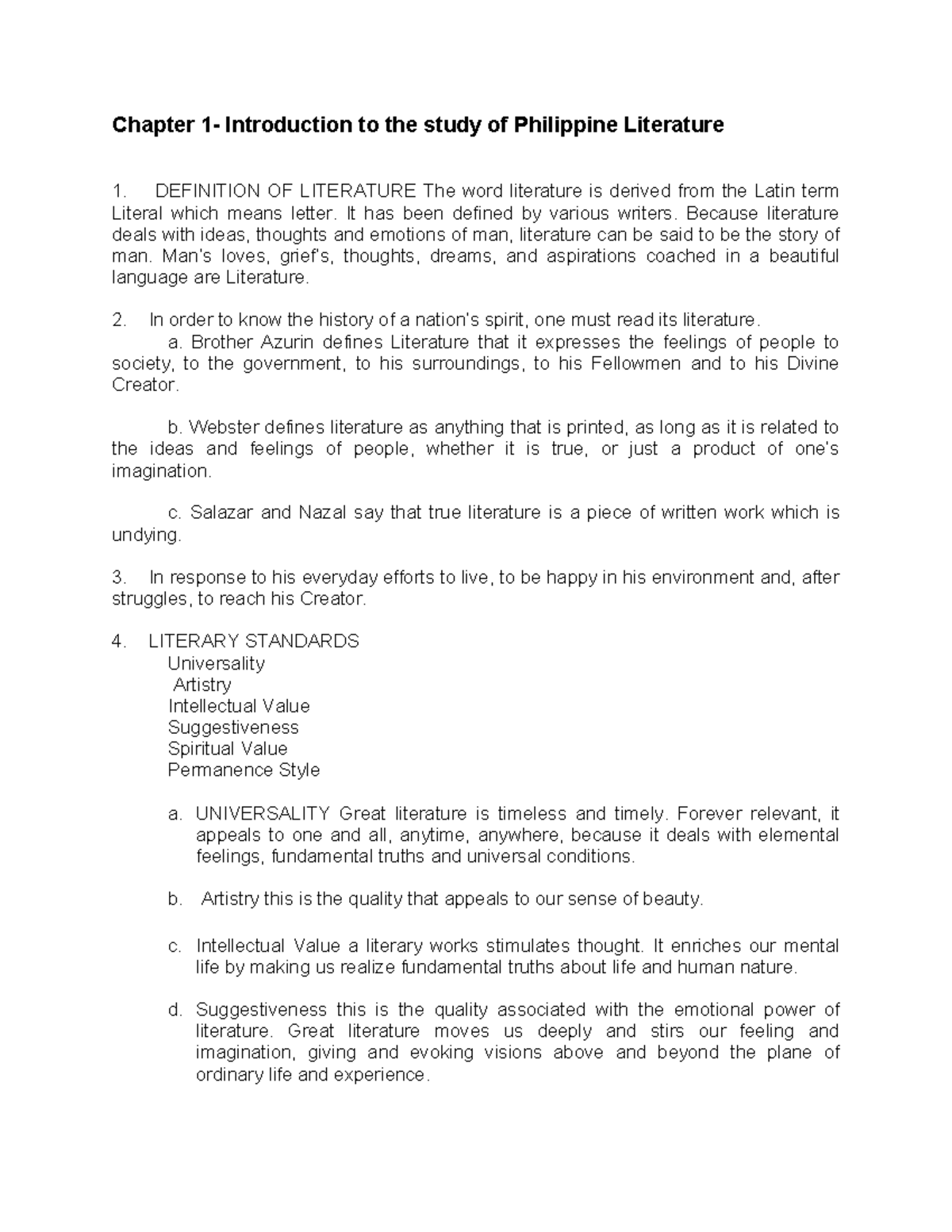 Chapter 1 Introduction to Phil. Literaturre - Chapter 1- Introduction ...