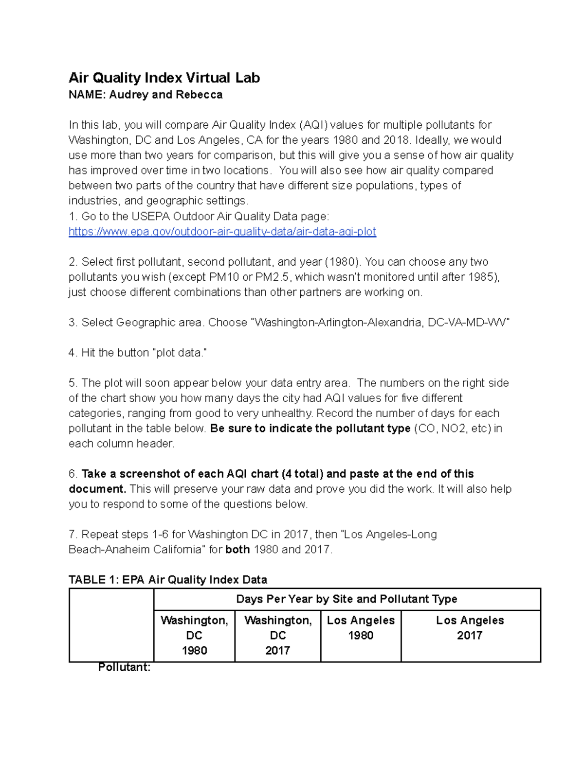 Copy of Air Quality Index Virtual Lab - Air Quality Index Virtual Lab ...