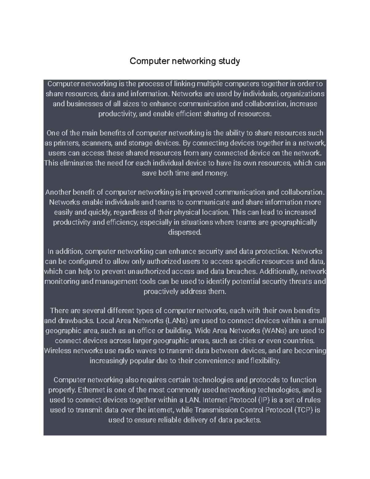 Computer networking study - Computer networking study Computer ...