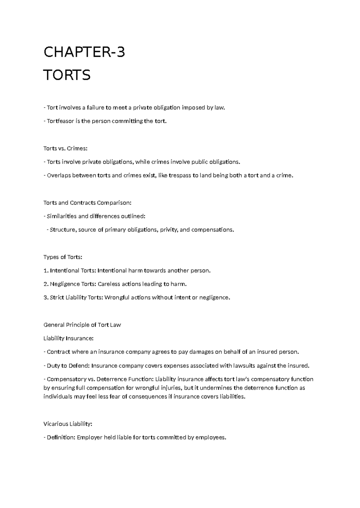 Chapter 3 - Summary Introductory Business Law - CHAPTER- TORTS - Tort ...