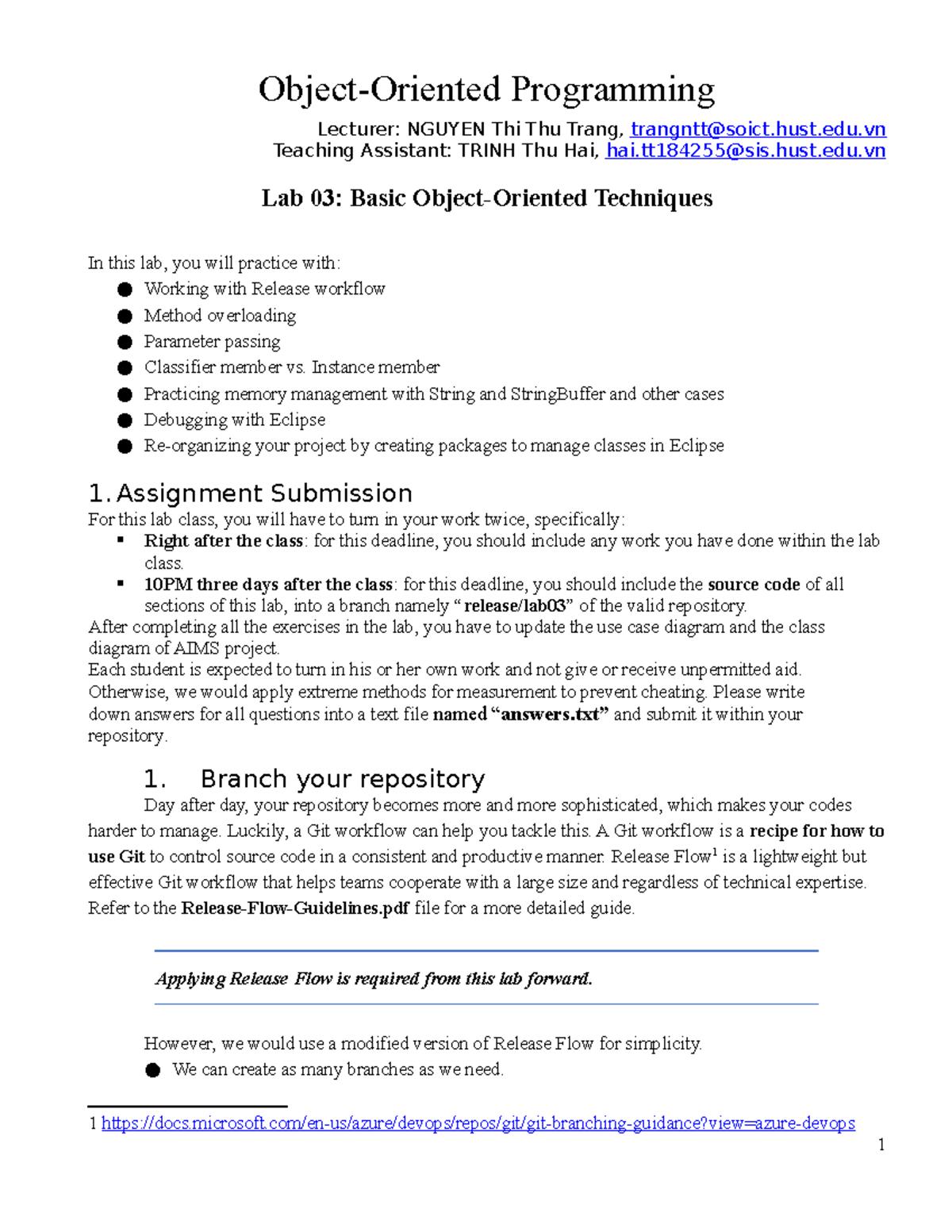 OOP-Lab03-Basic OOTechniques - Object-Oriented Programming Lecturer ...