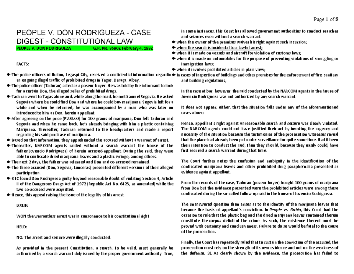 068 People vs Don Rodrigueza, GR No. 95902, February 4, 1992 - PEOPLE V ...