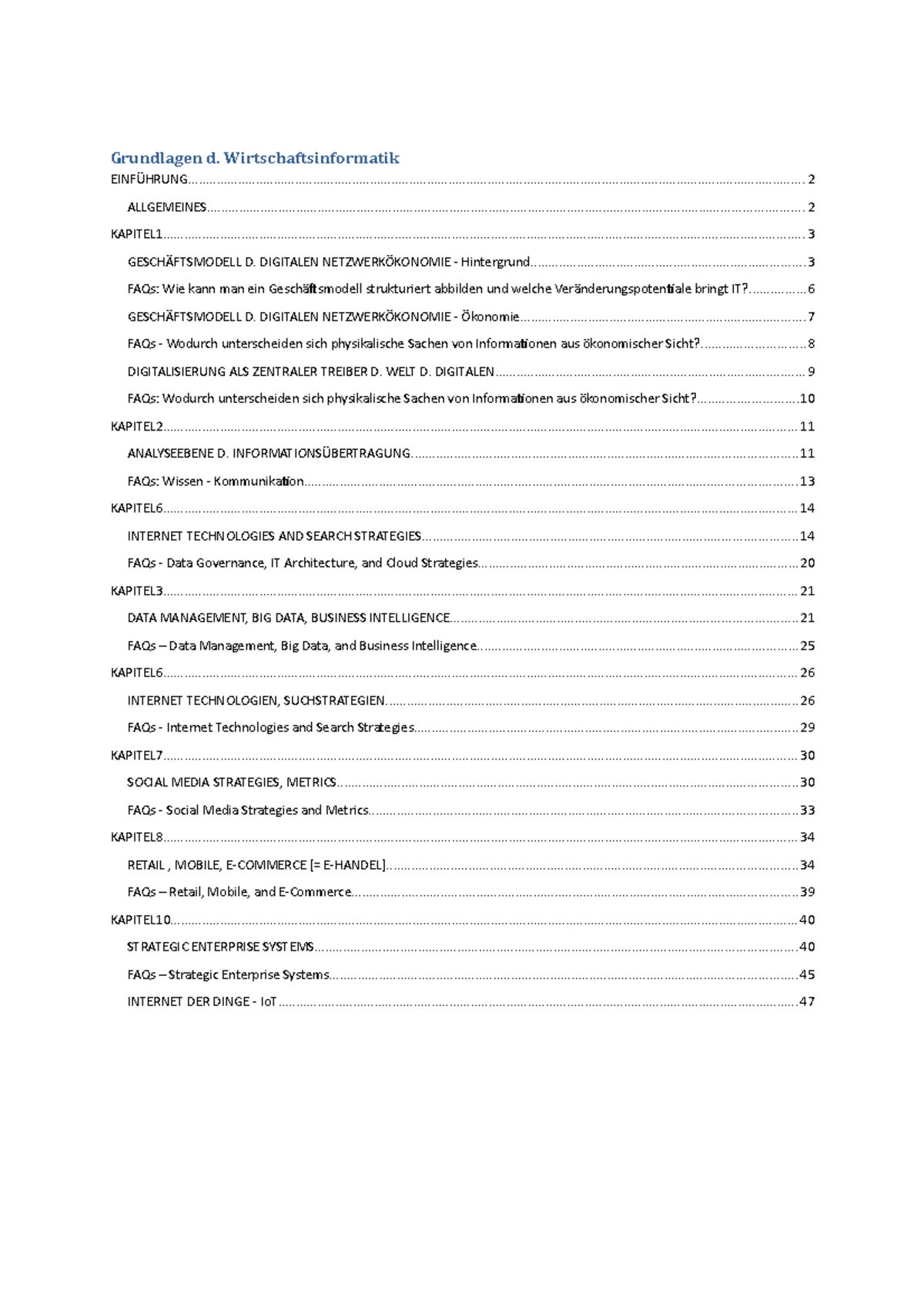 Winfo zsmfassung - Wintersemester - Grundlagen d. Wirtschaftsinformatik ...
