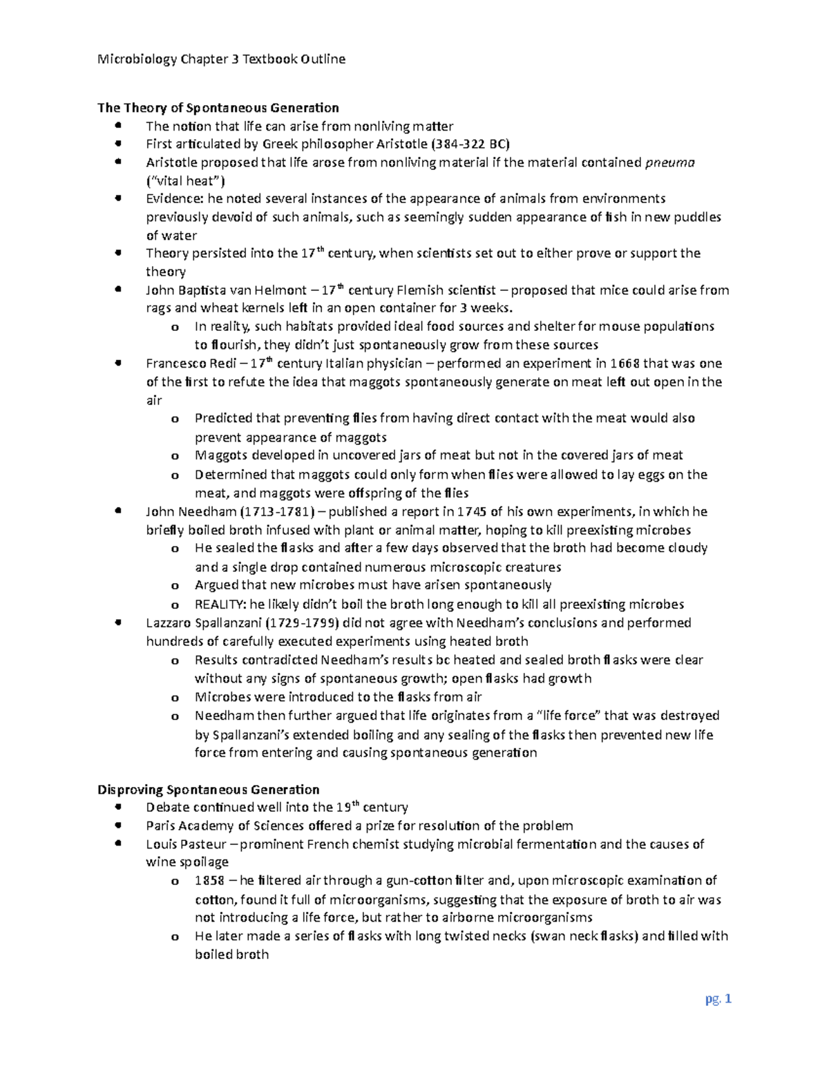 Micro Chapter 3 Textbook Outline - Microbiology Chapter 3 Textbook Outline The Theory of ...