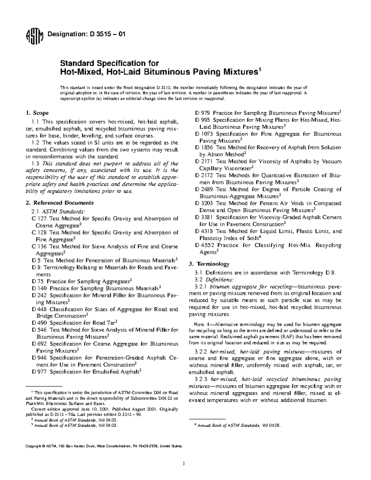 ASTM D-3515 - Designation: D 3515 – 01 Standard Specification for Hot ...