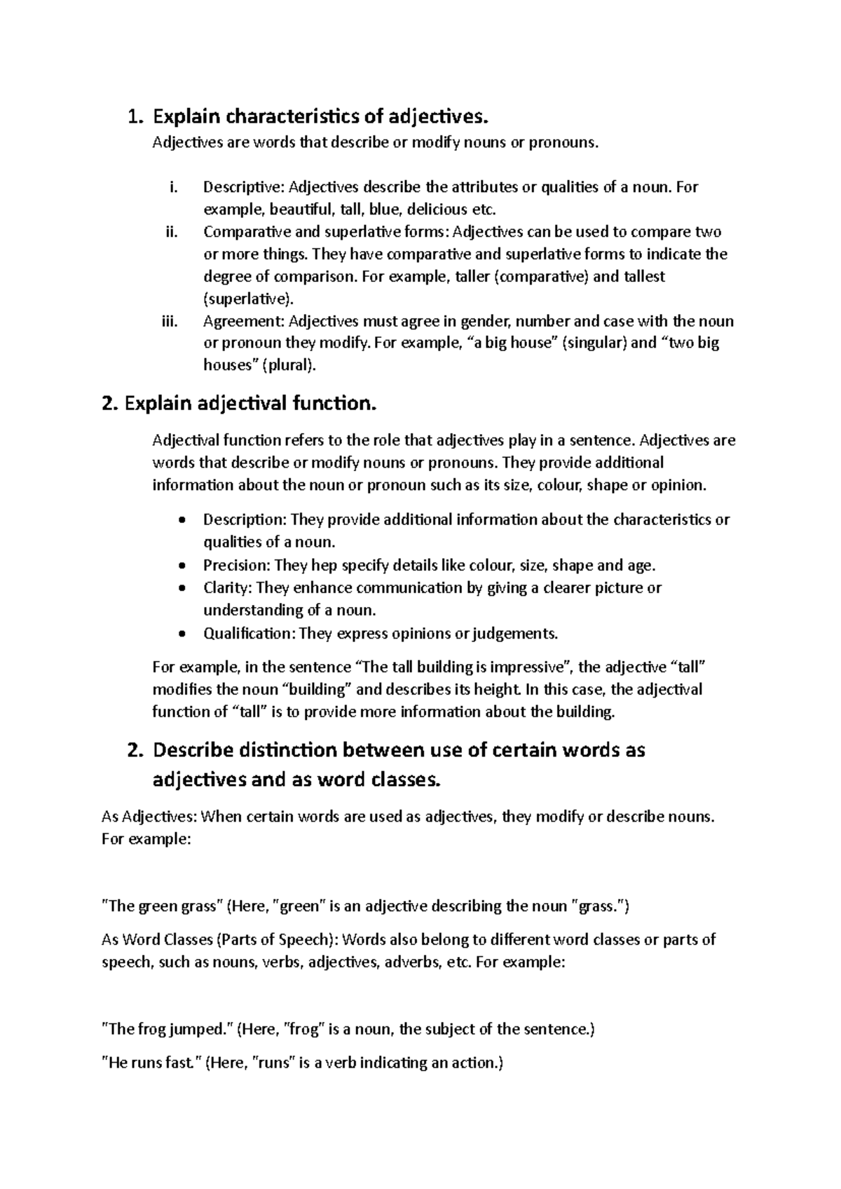 Group 10 CLC202-1 - 1. Explain characteristics of adjectives ...