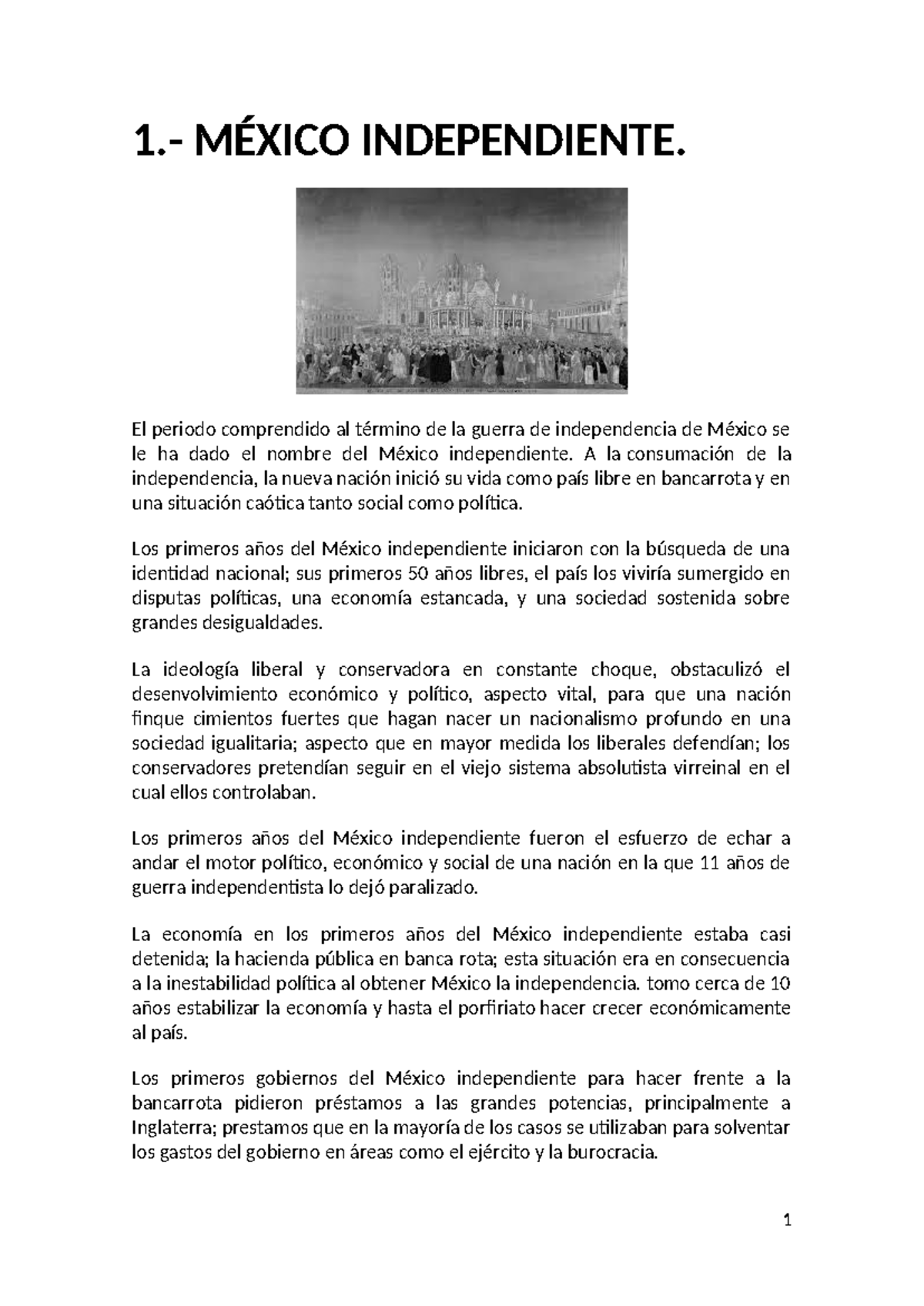 Mexico Independiente - Resumen Tercer Semestre - 1.- MÉXICO ...