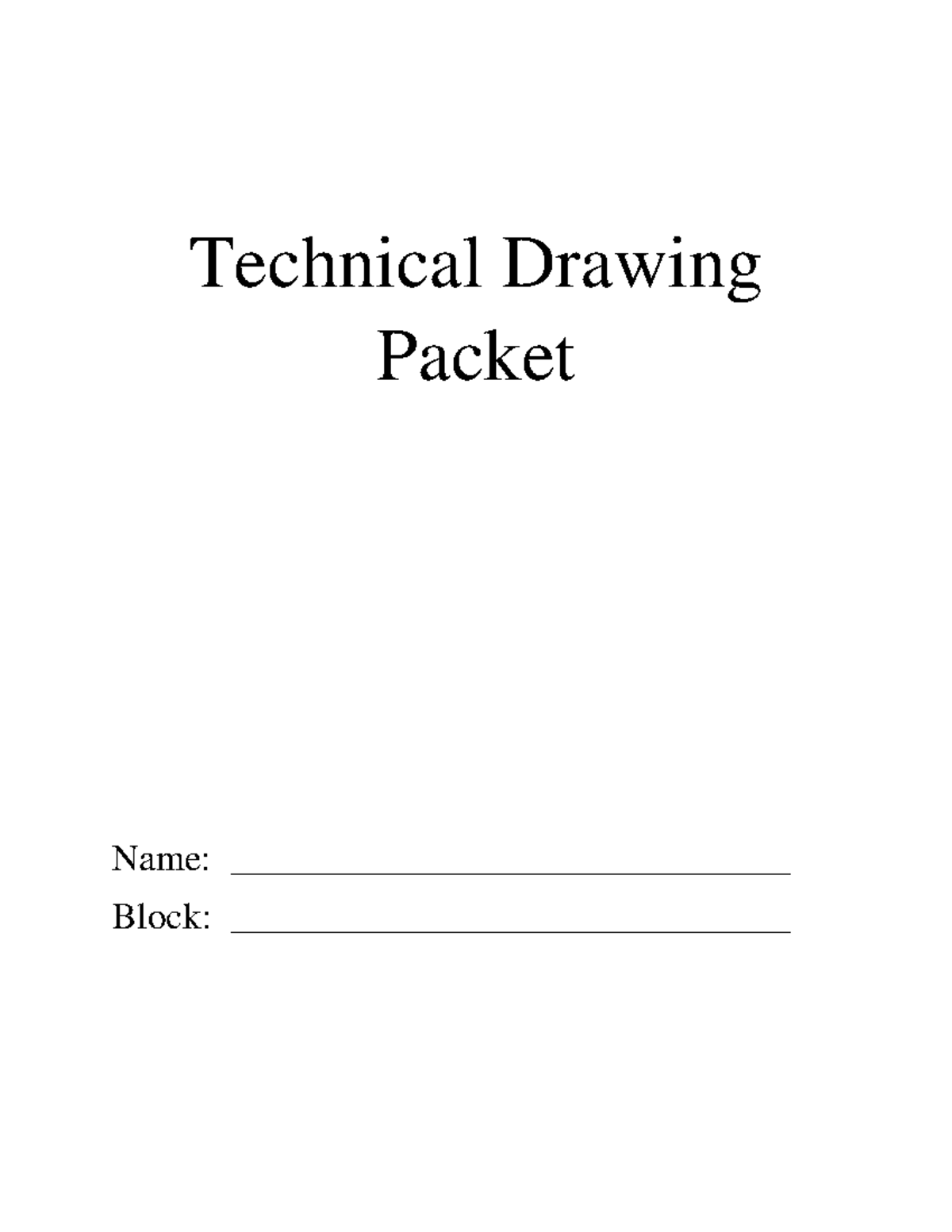 Technical Drawing Packet - Technical Drawing Packet Name ...