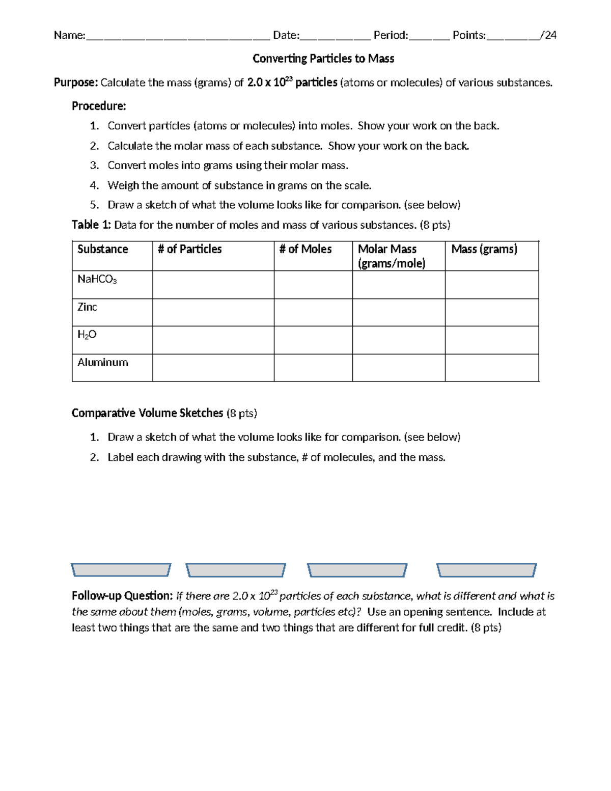 Converting Particles to Mass - Name:_______________________________ Date:____________ Period ...