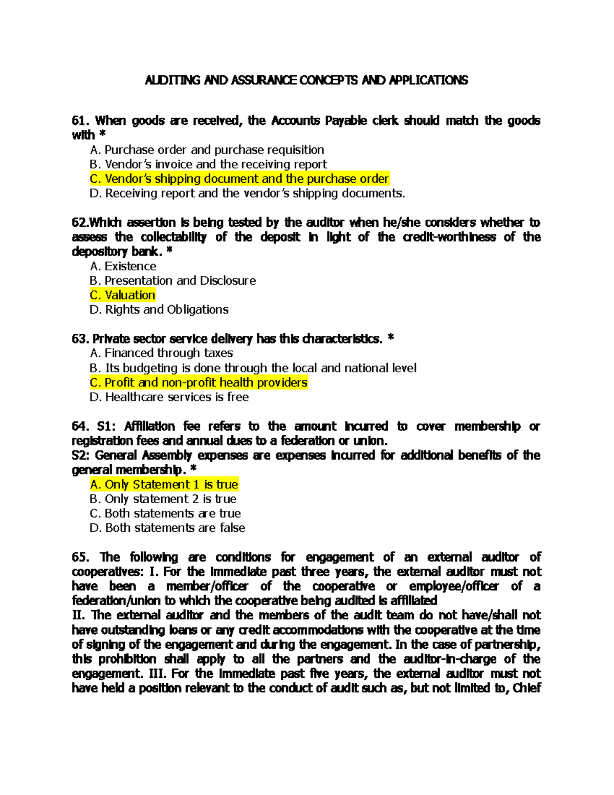 7 - Auditing AND Assurance Concepts AND Applications - AUDITING AND ASSURANCE CONCEPTS AND - Studocu