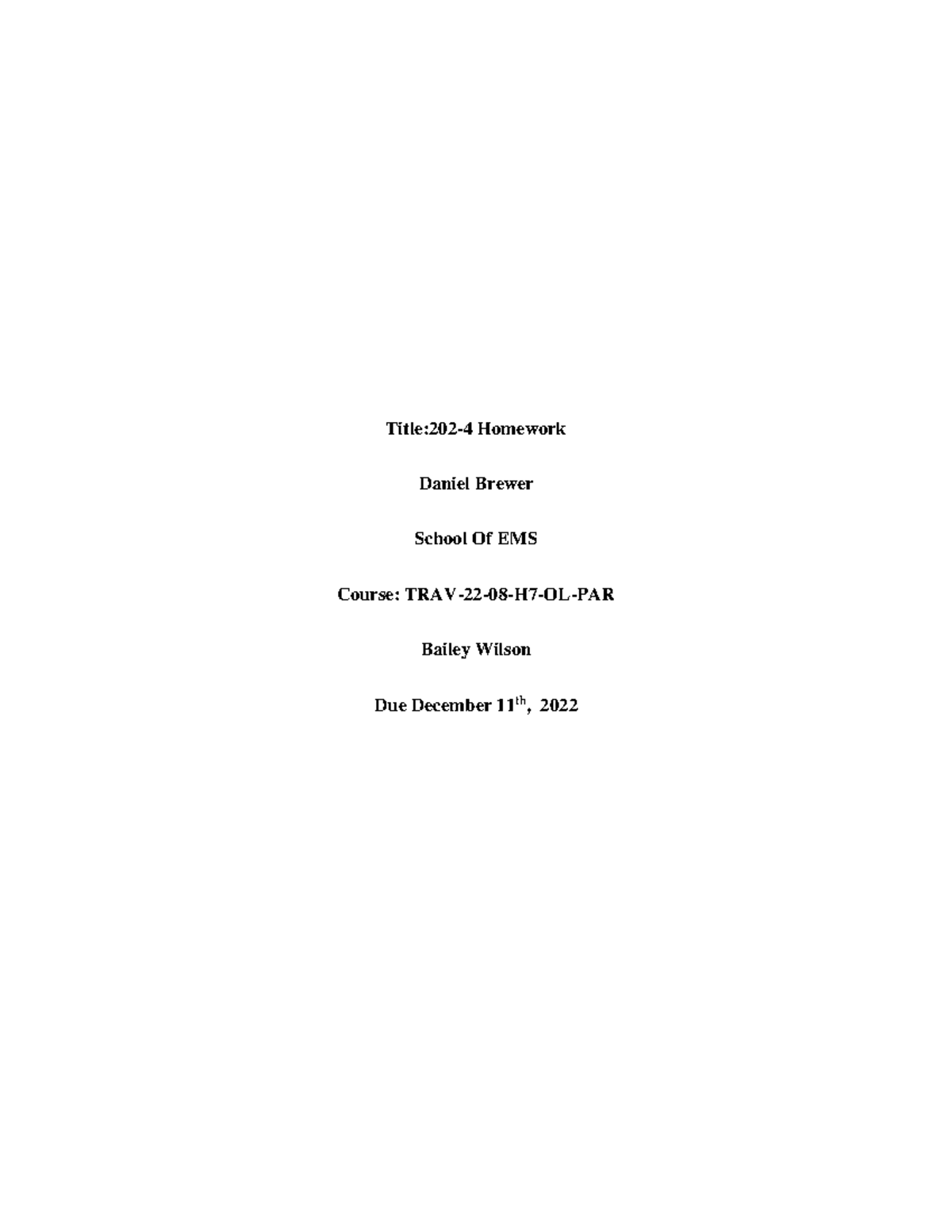 202-4 Homework - Title:202-4 Homework Daniel Brewer School Of EMS ...