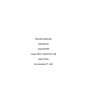 Homework 202 - trauma - Homework 202- Situation #1: You have two ...