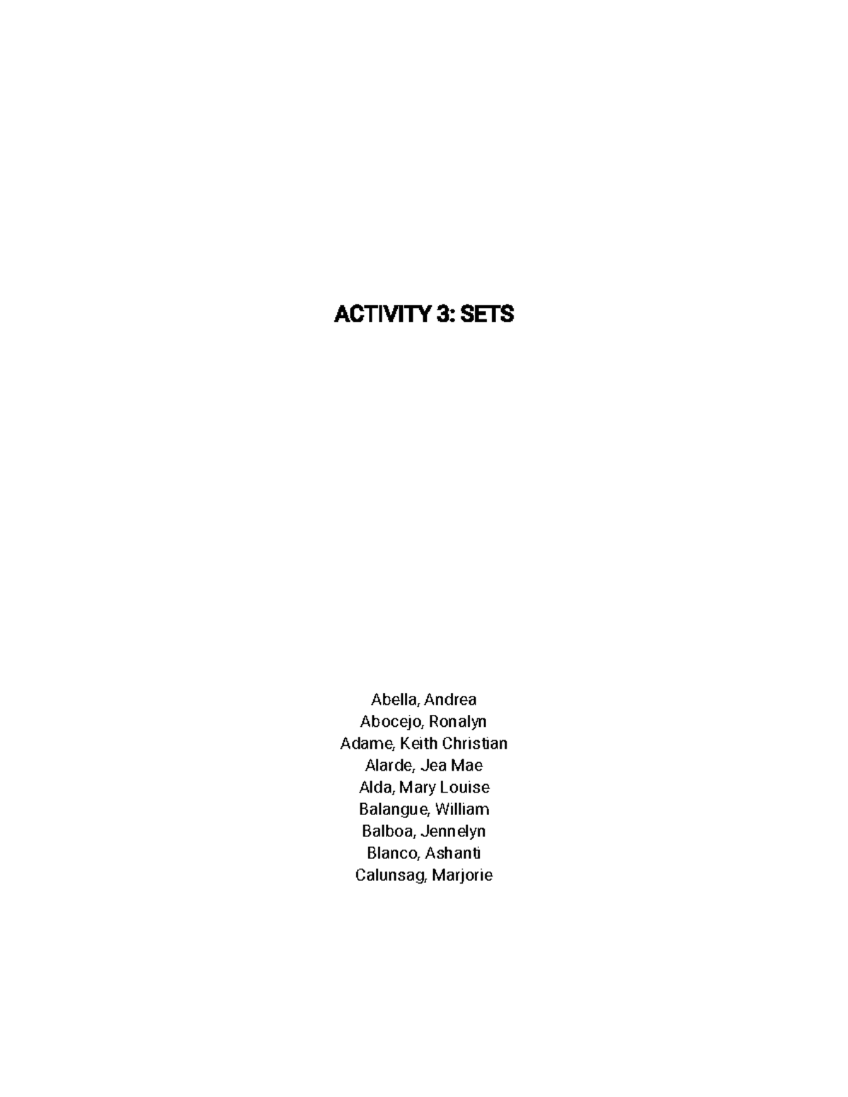 Group 2 MMW Activity 3 SETS - ACTIVITY 3: SETS Abella, Andrea Abocejo ...
