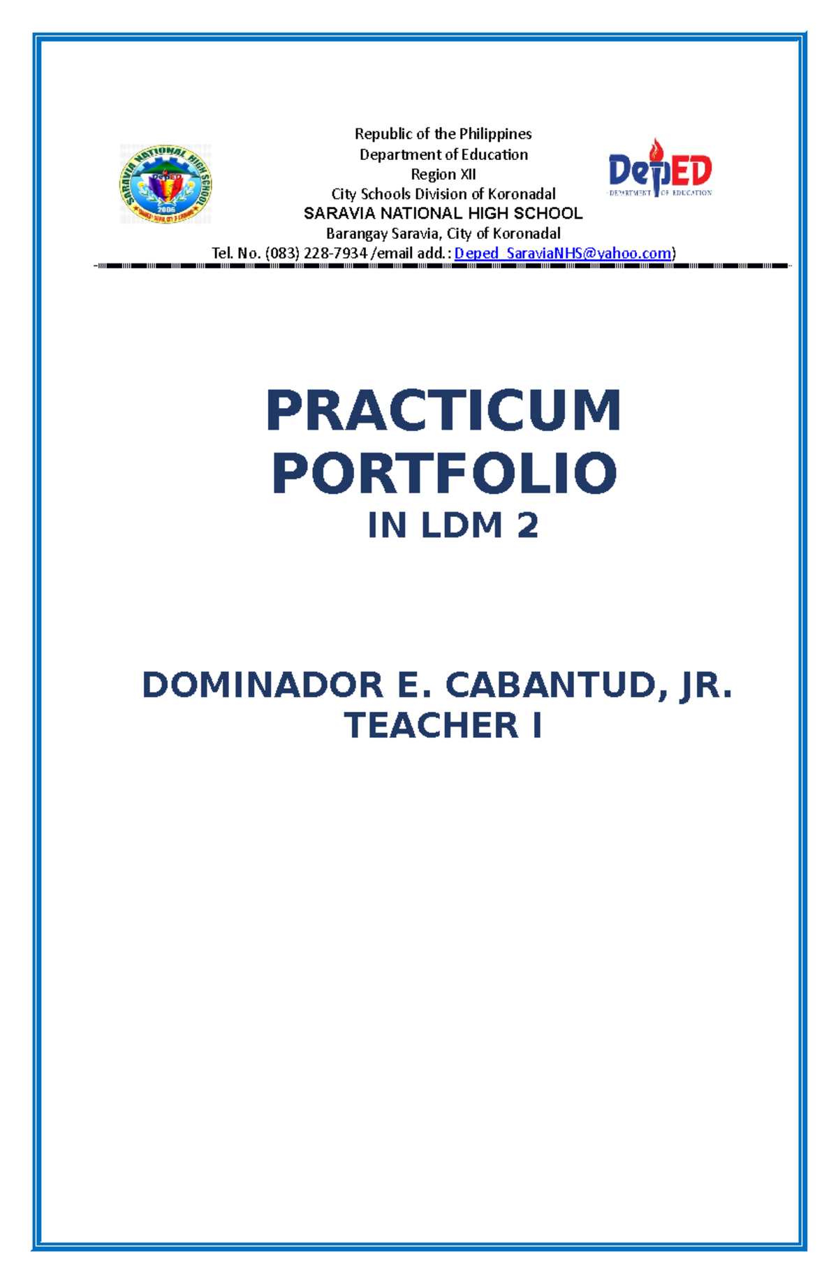 LDM-2- Dhomz - SAMPLE - Republic of the Philippines Department of ...
