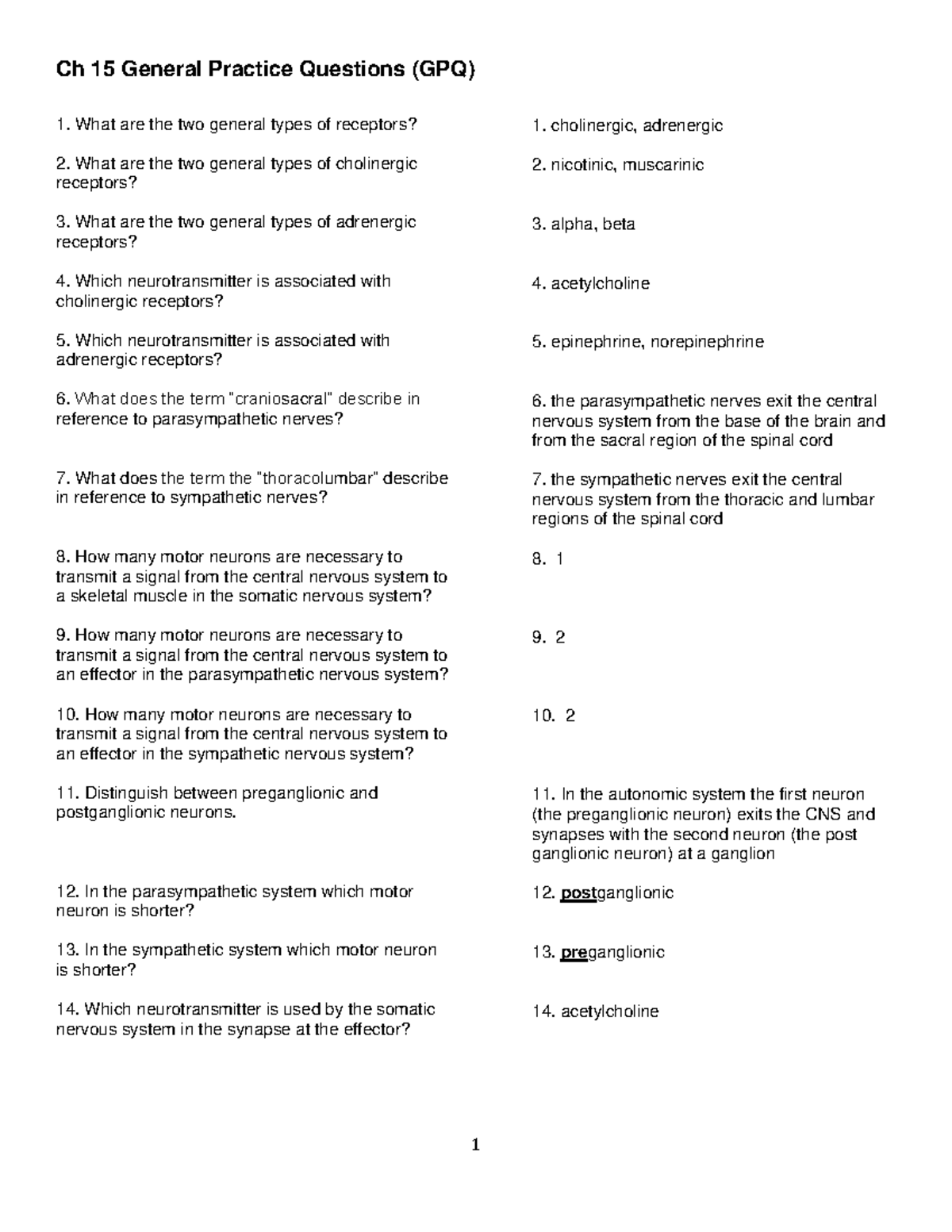 Ch 15 General Practice Questions (GPQ) with Answers - 1 Ch 15 General ...