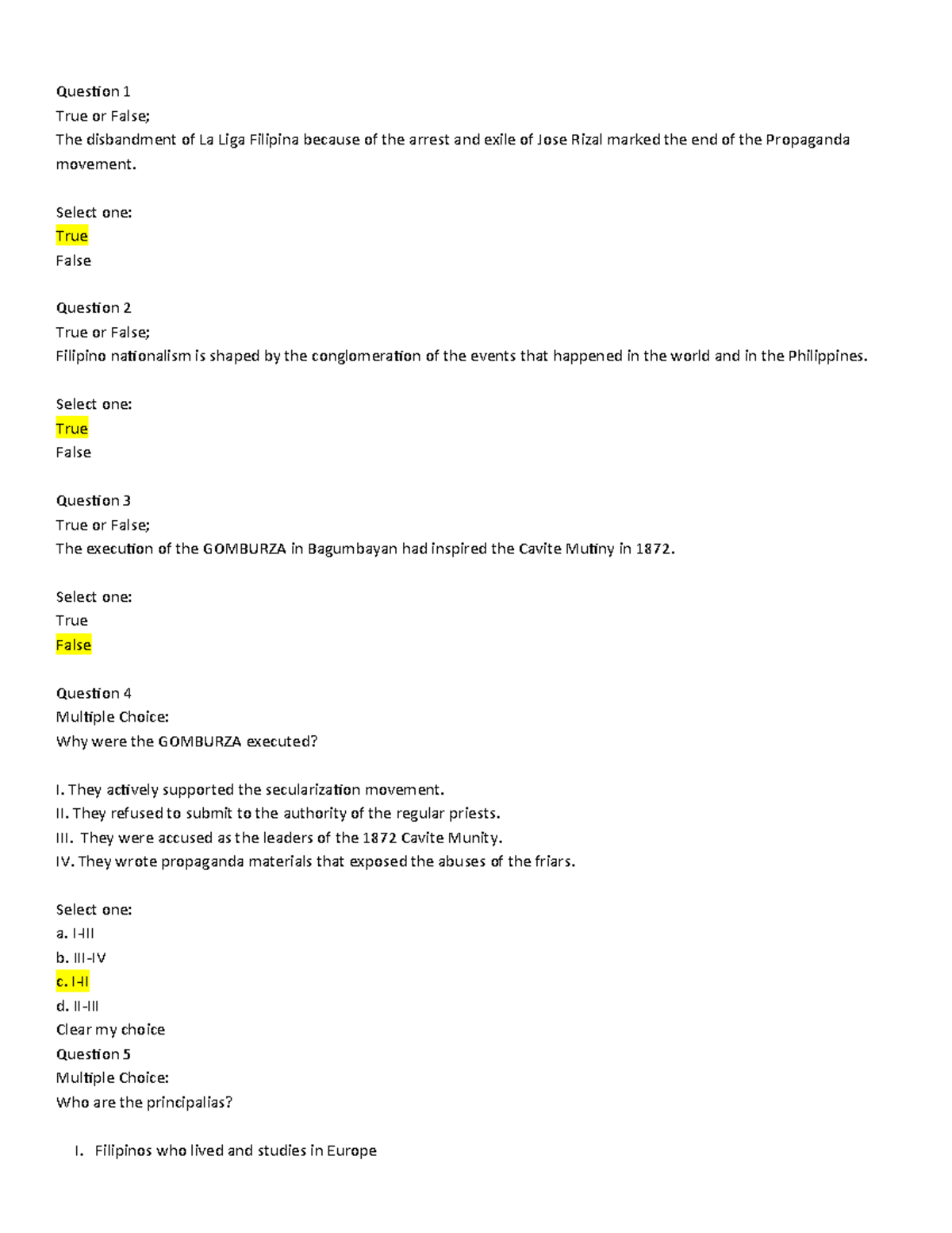 Rizal prelim quiz 1 2 Compress Question 1 True Or False The 