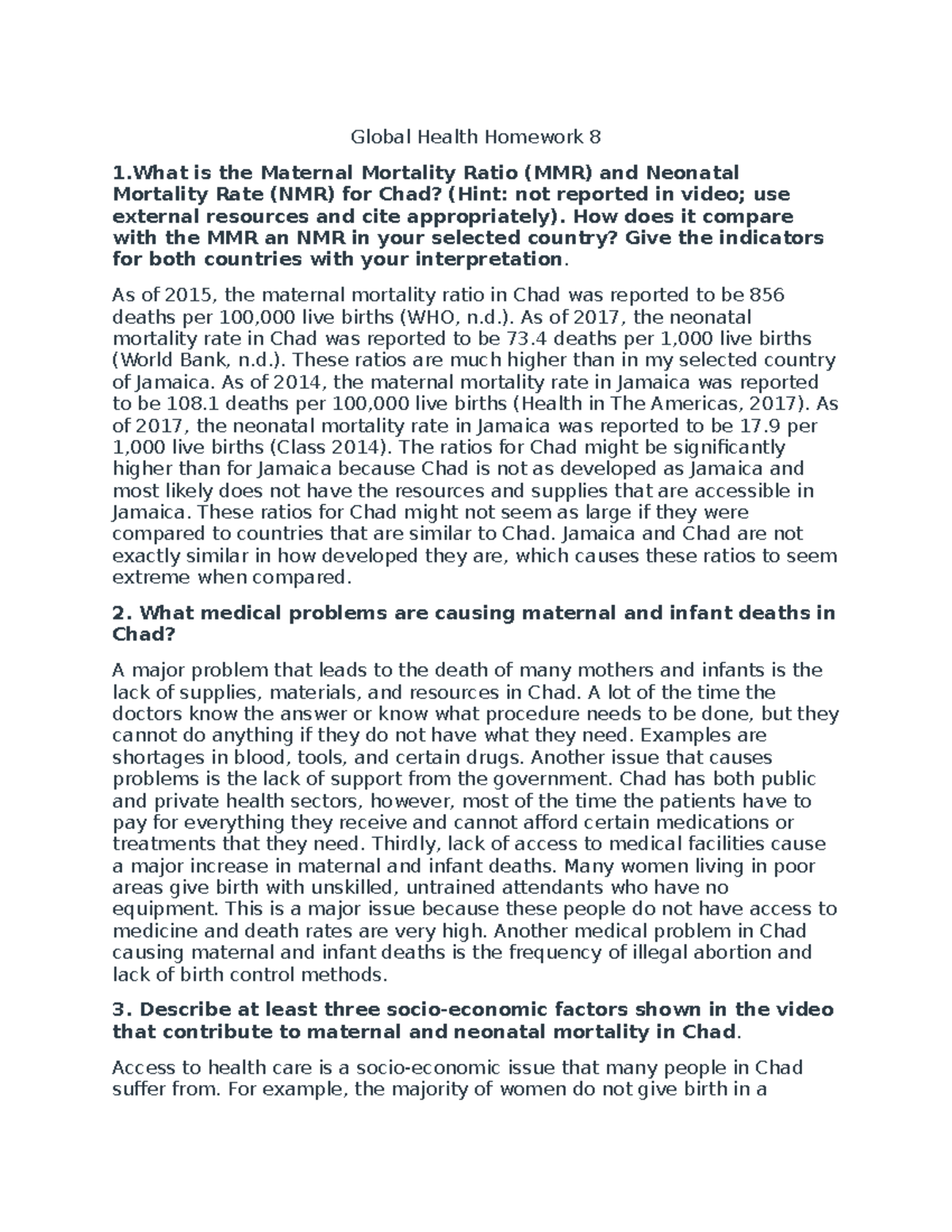 Global Health Homework 8 - How does it compare with the MMR an NMR in ...