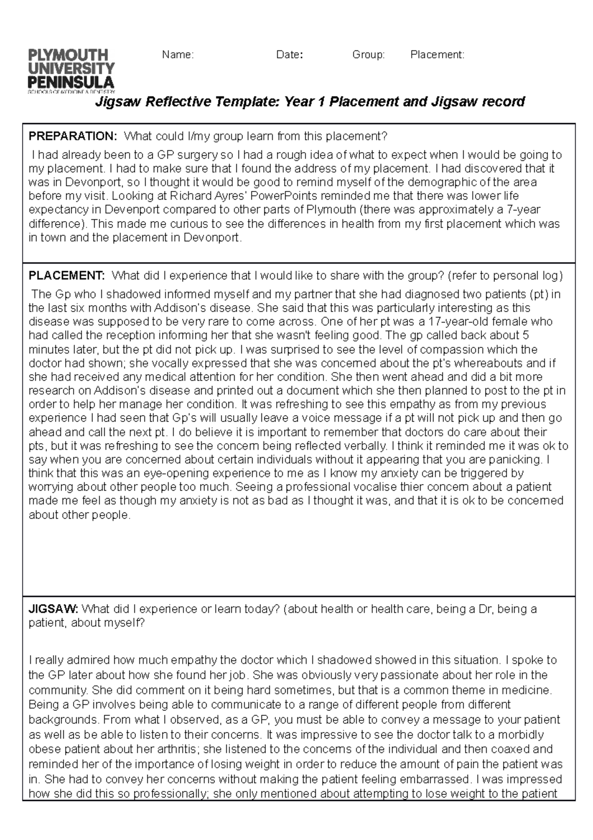 Year 1 Jigsaw reflective template GP - Jigsaw Reflective Template: Year ...