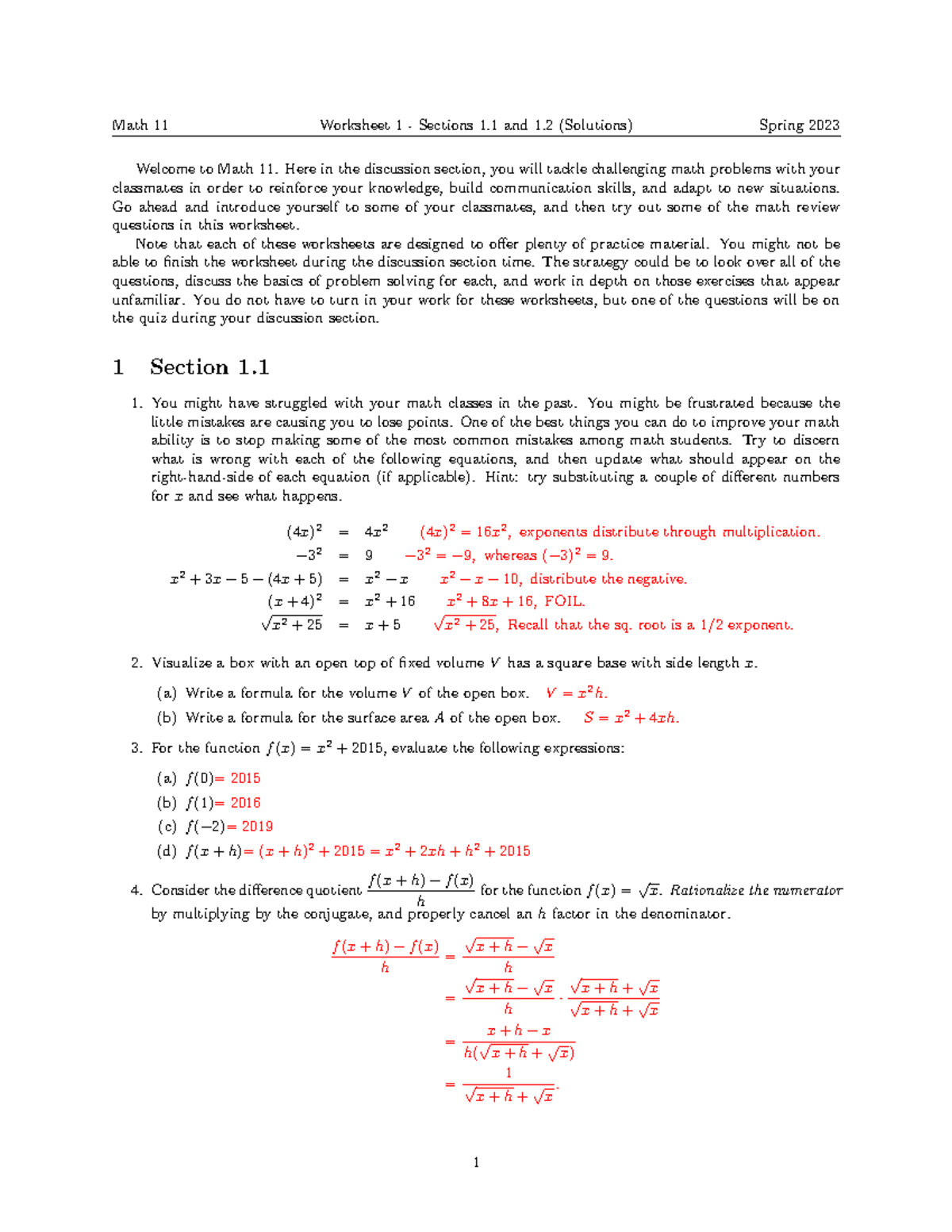 Math 11-Worksheet 01 Sol - Math 11 Worksheet 1 - Sections 1 and 1 ...