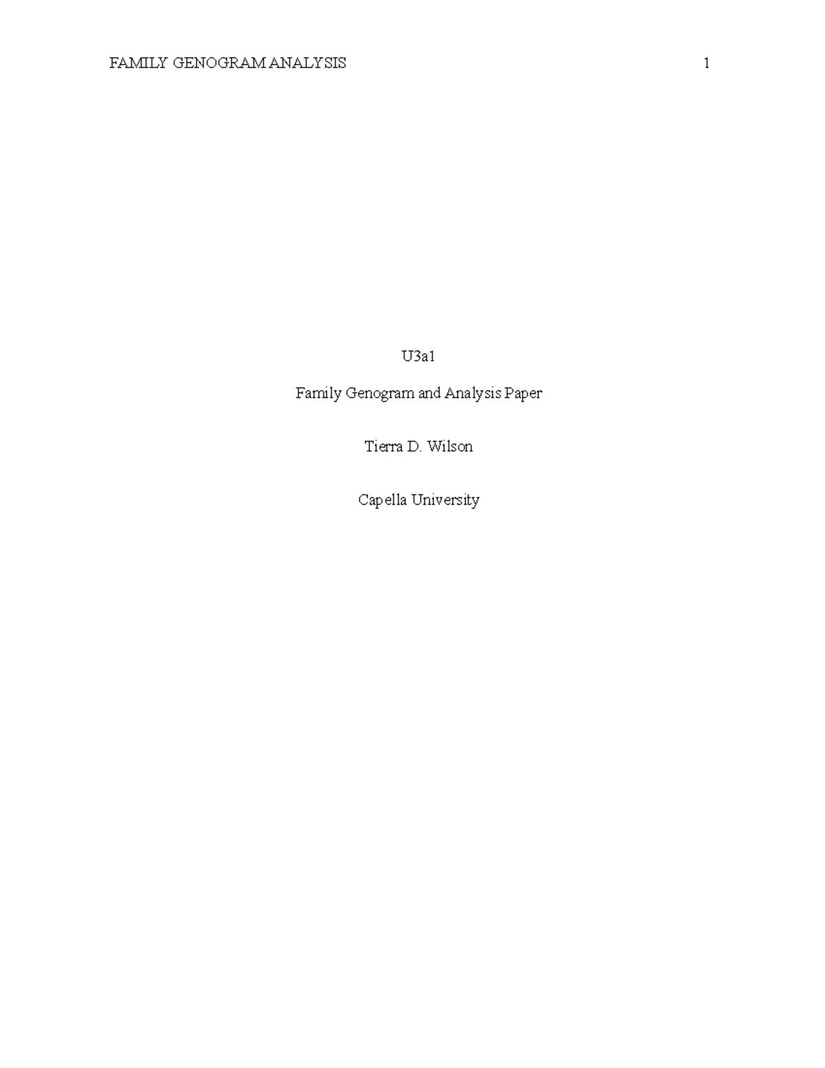 Tierra Wilson u3a1 - coursework - U3a Family Genogram and Analysis ...