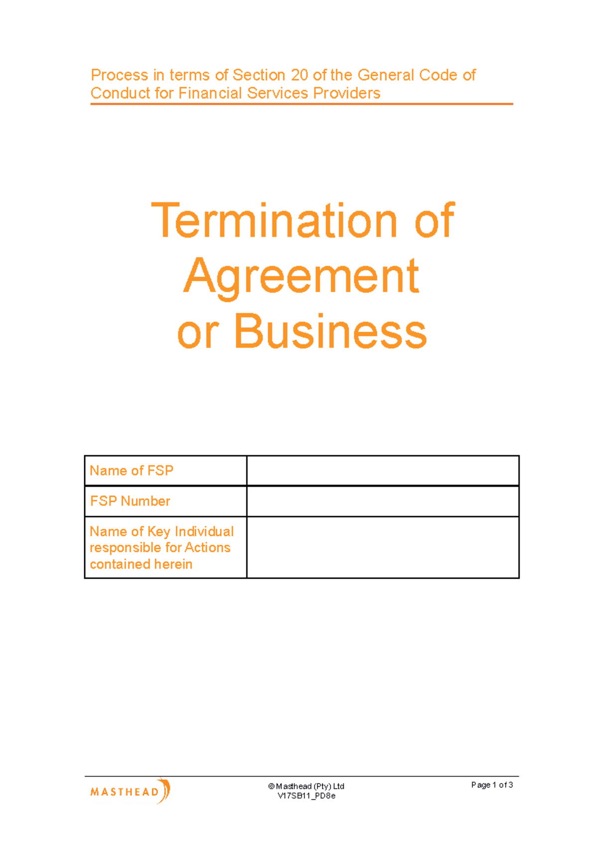Termination of Agreement or Business V17SB11 - Process in terms of ...