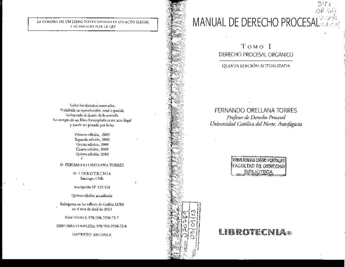 Derecho procesal orgánico - Fernando Orellana - Derecho Procesal I - Studocu