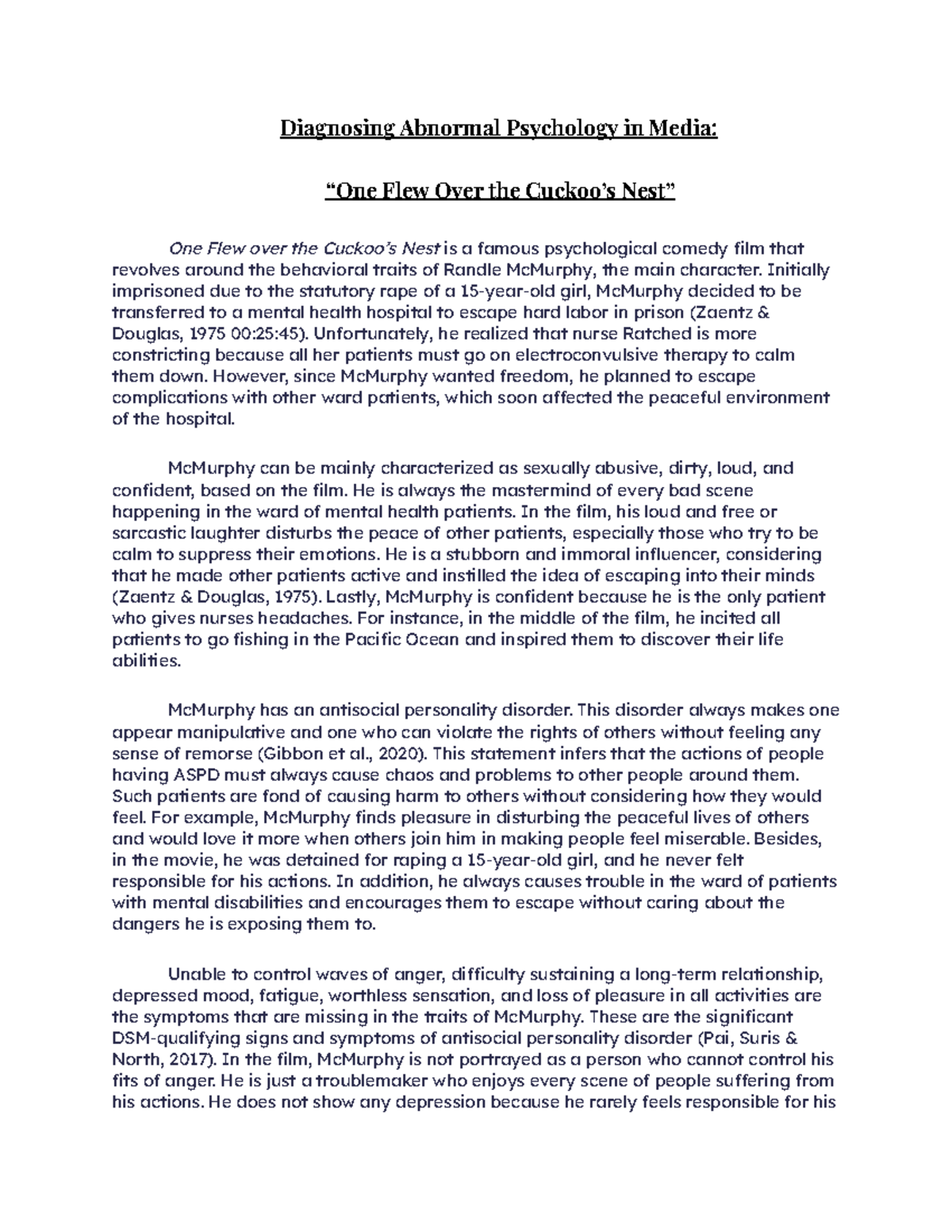 Diagnosing Abnormal Psychology in Media - Initially imprisoned due to ...