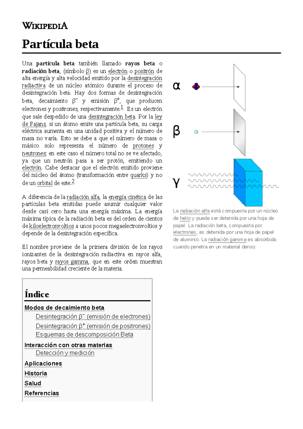 Partícula beta - fisica - La radiación alfa está compuesta por un ...