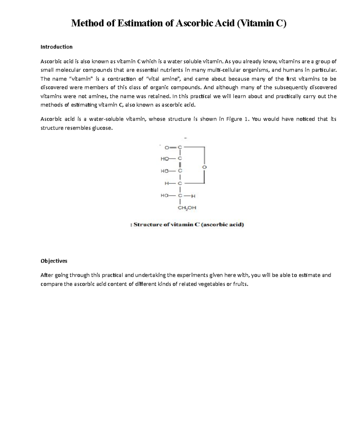 Method of Estimation of Ascorbic Acid - As you already know, vitamins ...