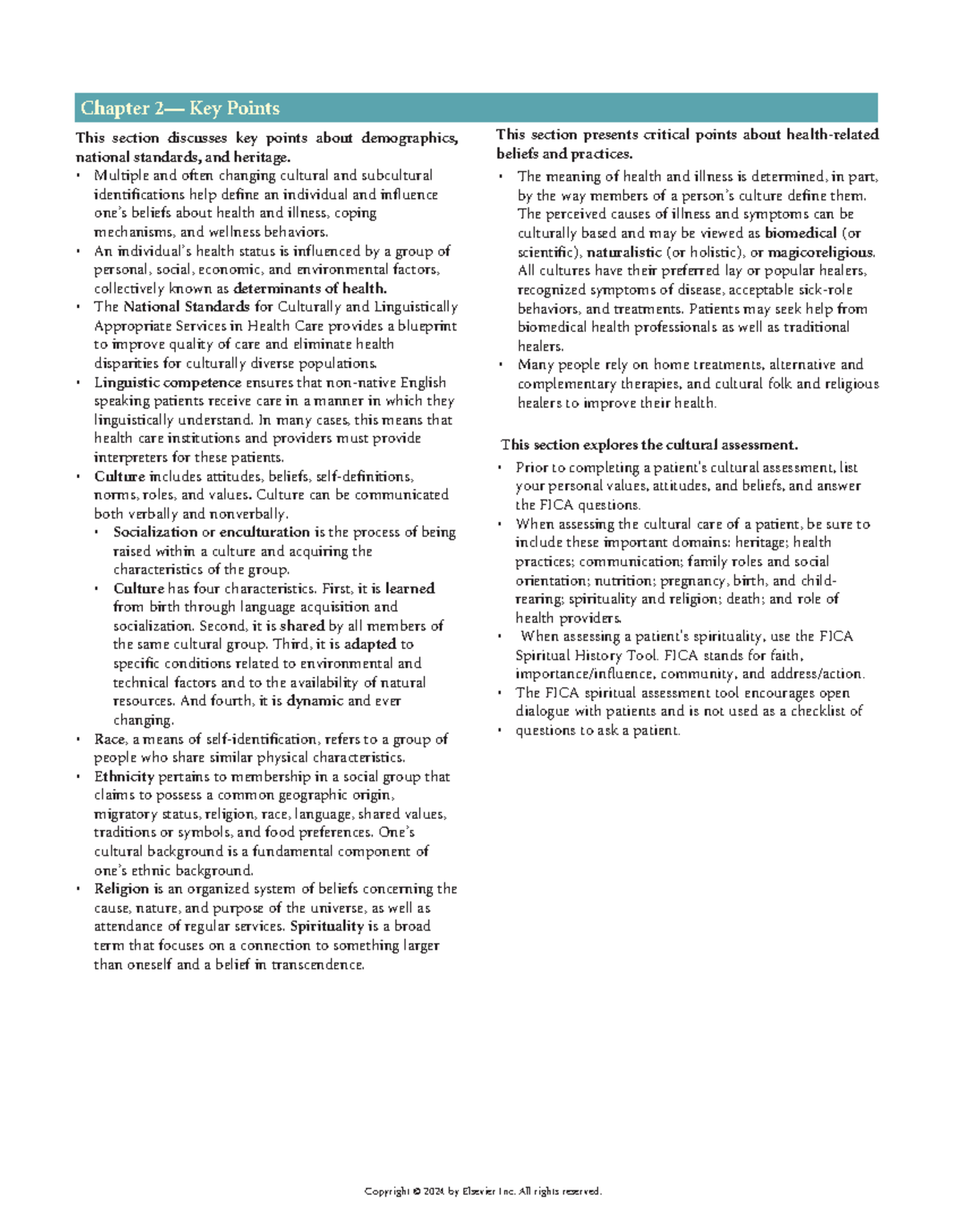 Chapter 002 - study doc - Copyright © 2024 by Elsevier Inc. All rights ...