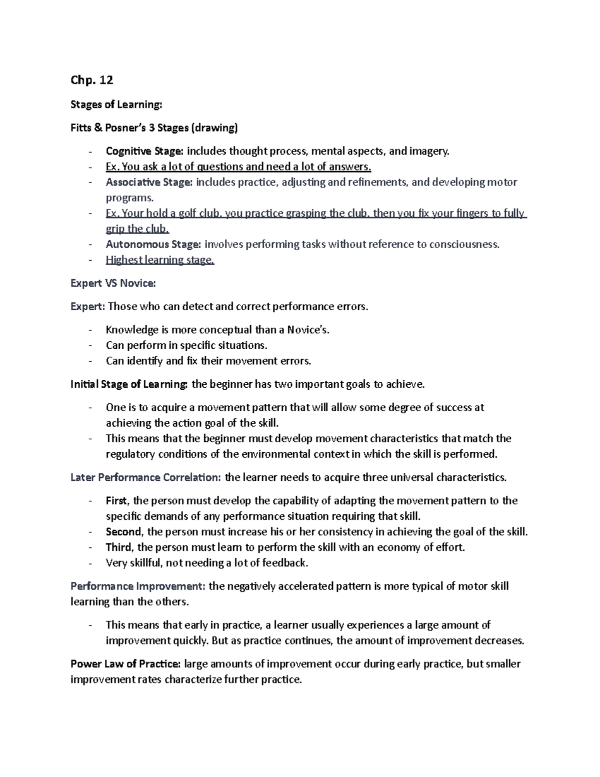 Chp. 12 Motor-Notes - Notes for chapter 12 of Motor development - Chp ...