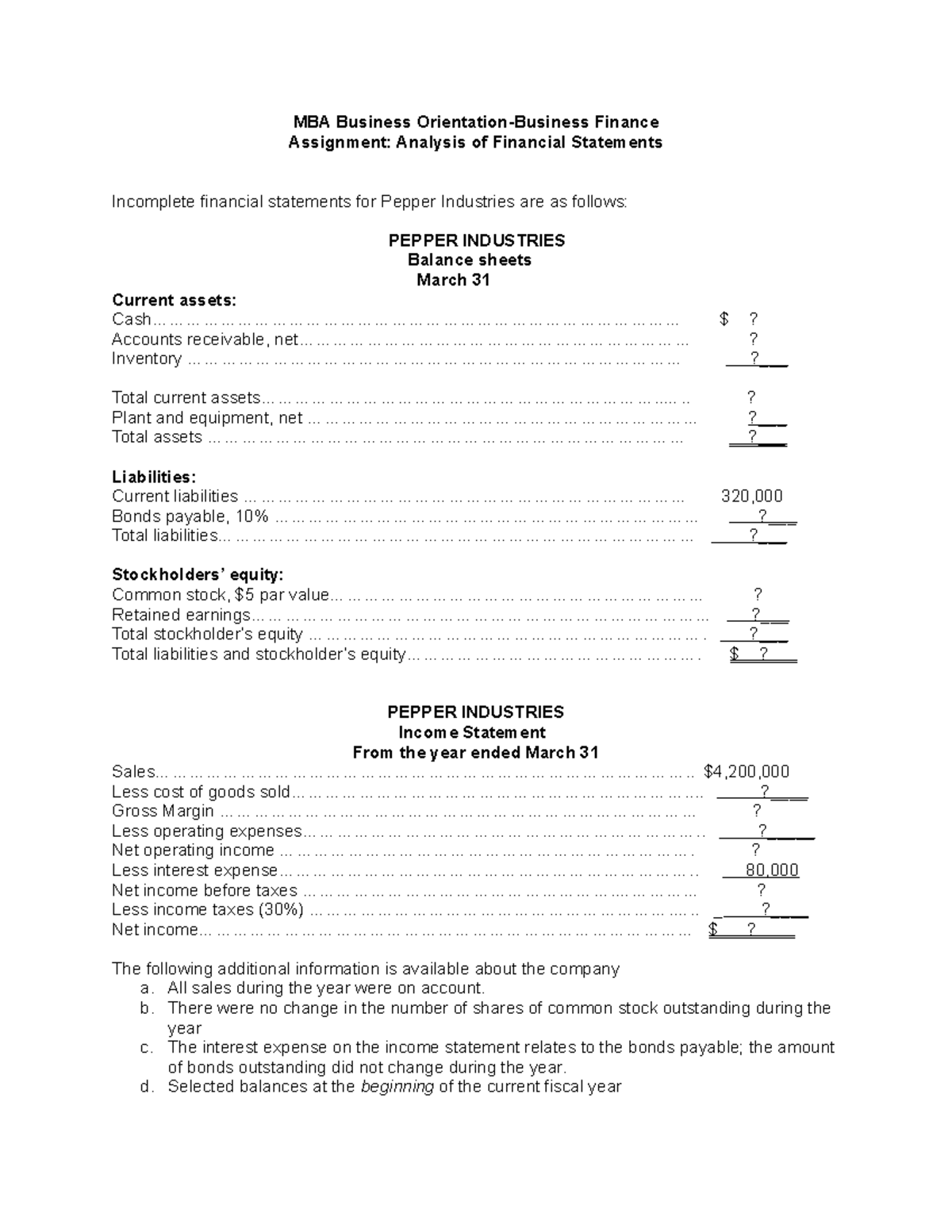 Assignment-AFS - MBA Business Orientation-Business Finance Assignment ...