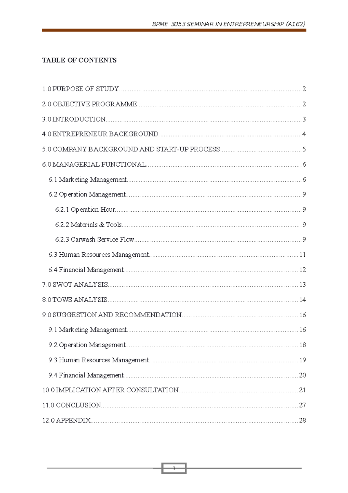 FULL Report Seminar - TABLE OF CONTENTS 1 PURPOSE OF - Studocu