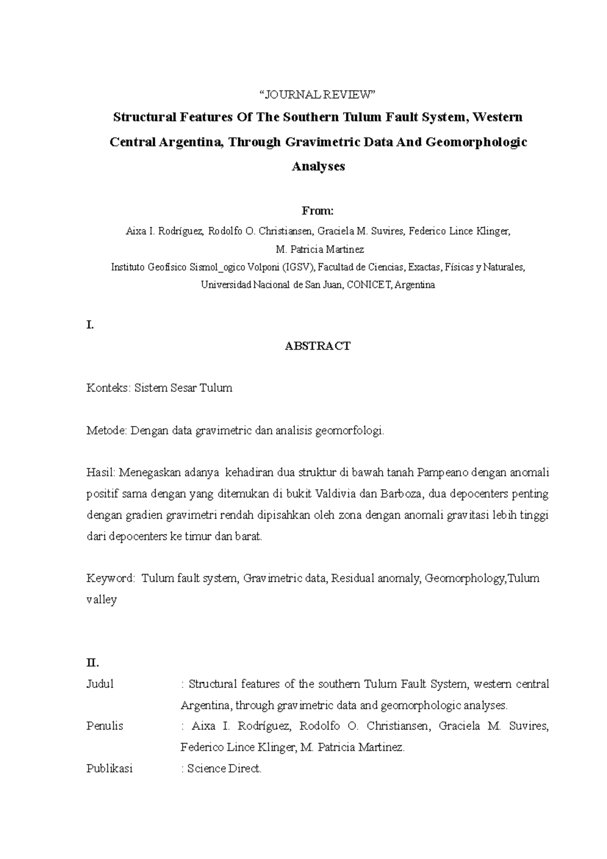 Review Jurnal Geologi Struktur - “JOURNAL REVIEW” Structural Features ...