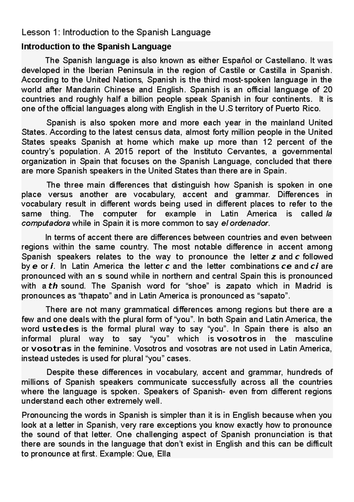 Flang-wowaksjakjkajkdaos - Lesson 1: Introduction to the Spanish ...