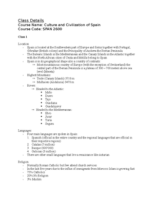 Spain Golden Century - Lecture Notes for SPAN 2600 - SPAIN ́S GOLDEN ...