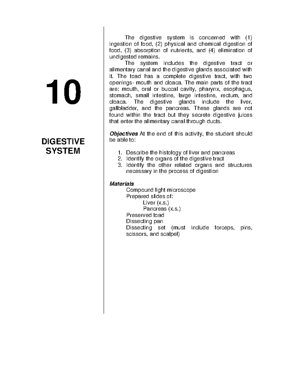 Digestive System Discussion - 10 DIGESTIVE SYSTEM The digestive system ...