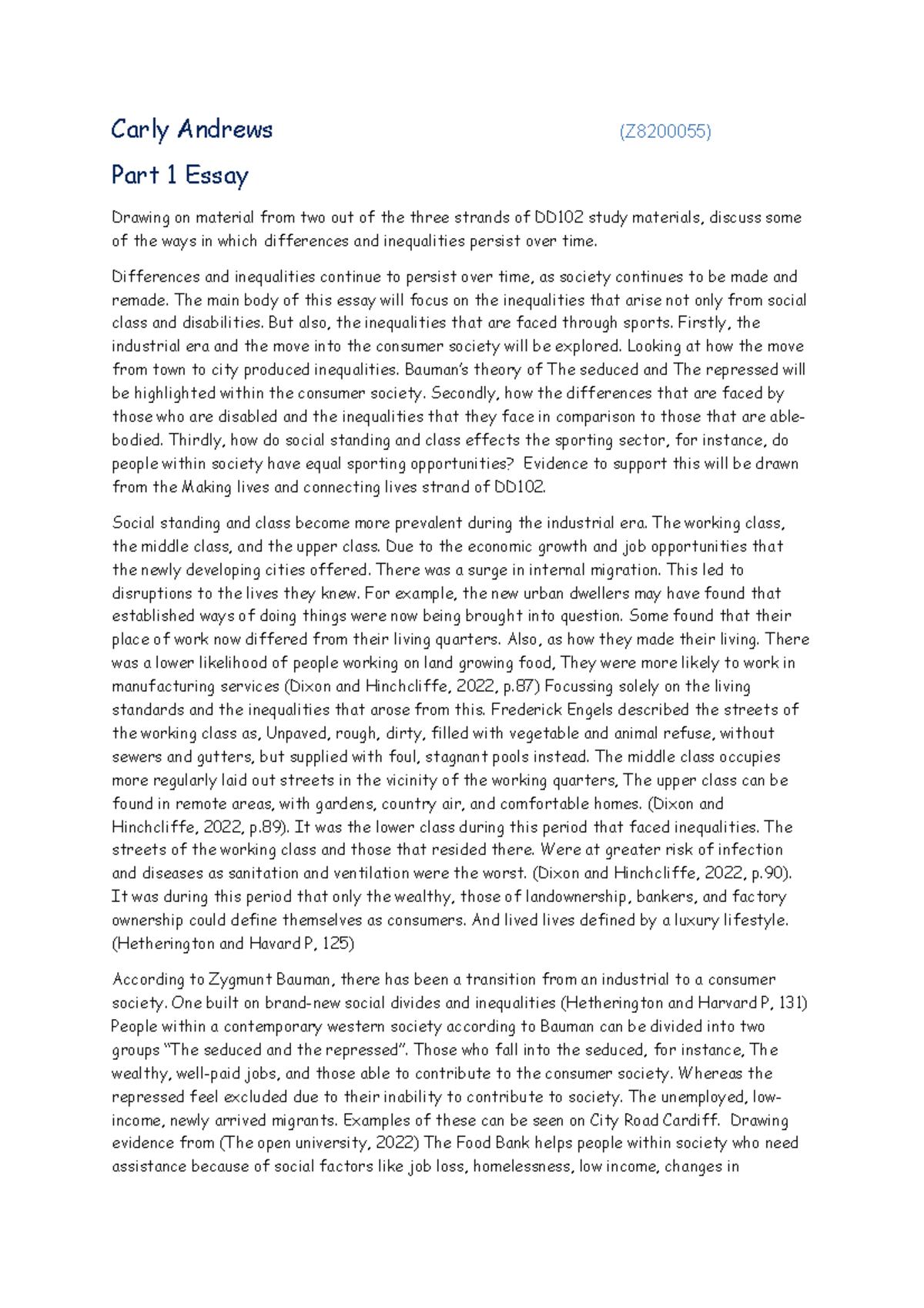 EMA Completed - essay - Carly Andrews (Z8200055) Part 1 Essay Drawing ...