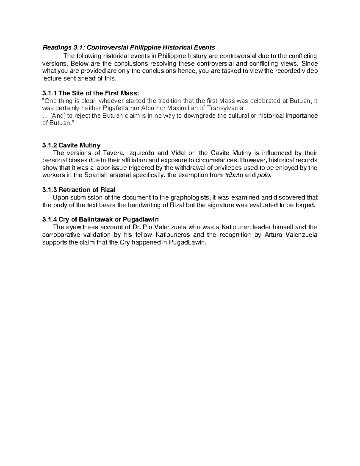 Controversial and Conflicting Issues in Philippine History - Readings 3 ...