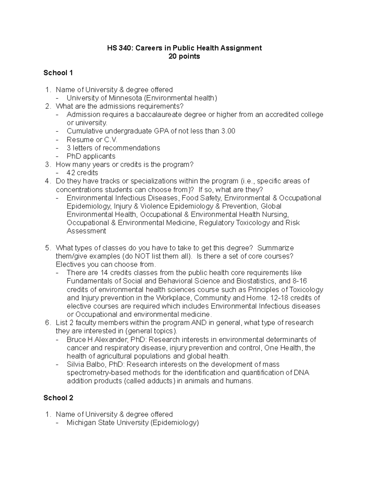 Careers in PH Assignment-1 - HS 340: Careers in Public Health ...