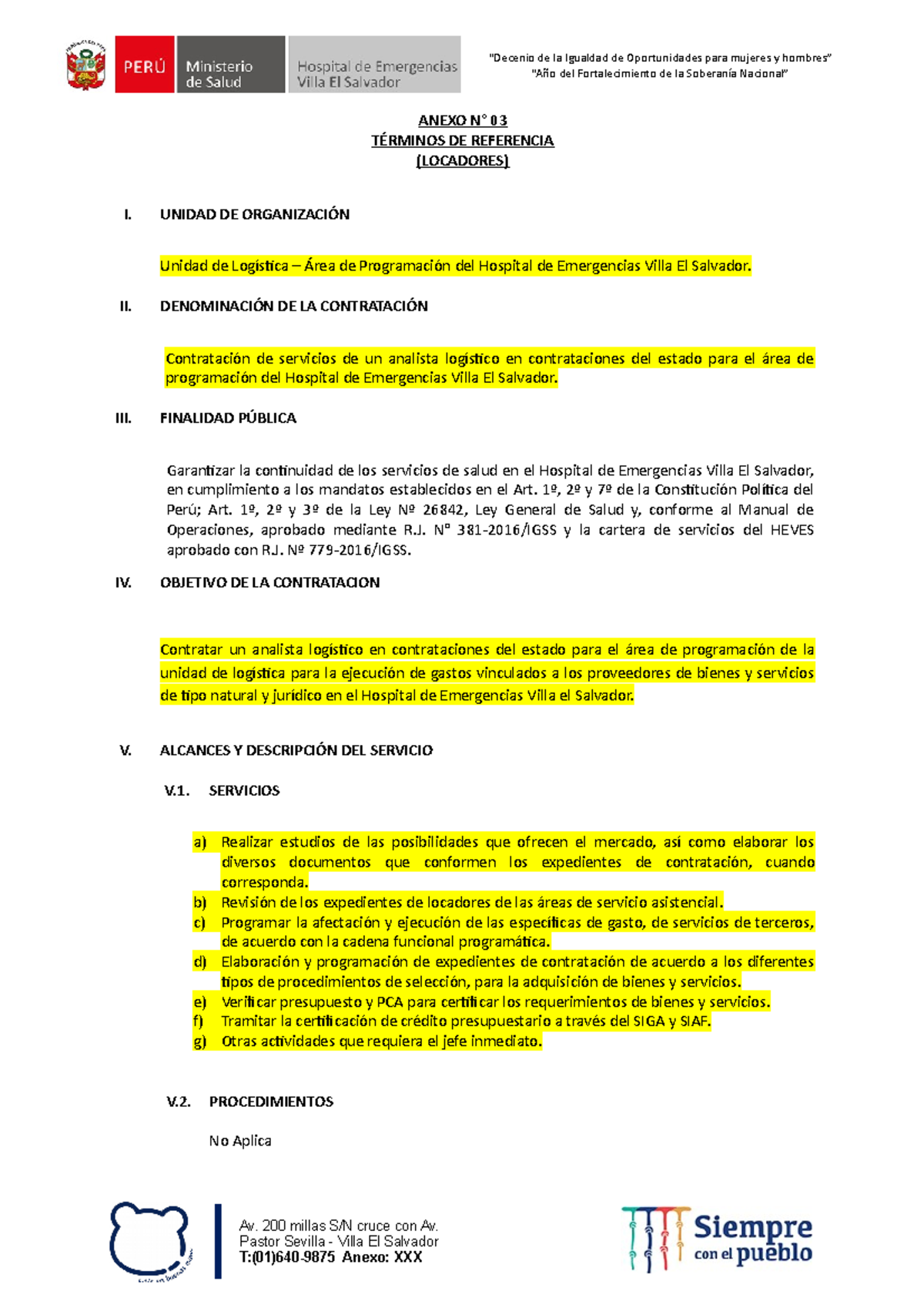 Modelo TDR 2022 - ANEXO N° 03 TÉRMINOS DE REFERENCIA (LOCADORES) I ...
