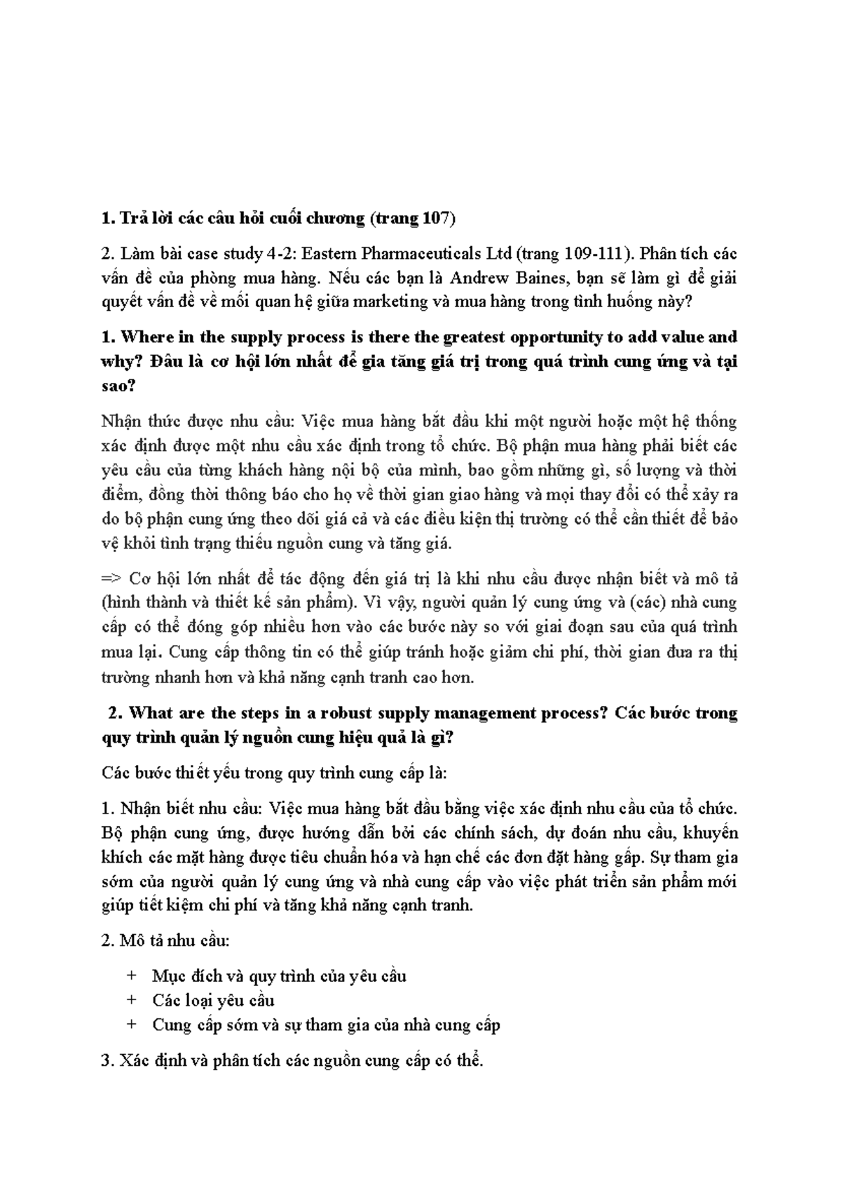 PSM DH47KM001 GW3 LMS G8 - Trả lời các câu hỏi cuối chương (trang 107) Làm bài case study 4-2 ...