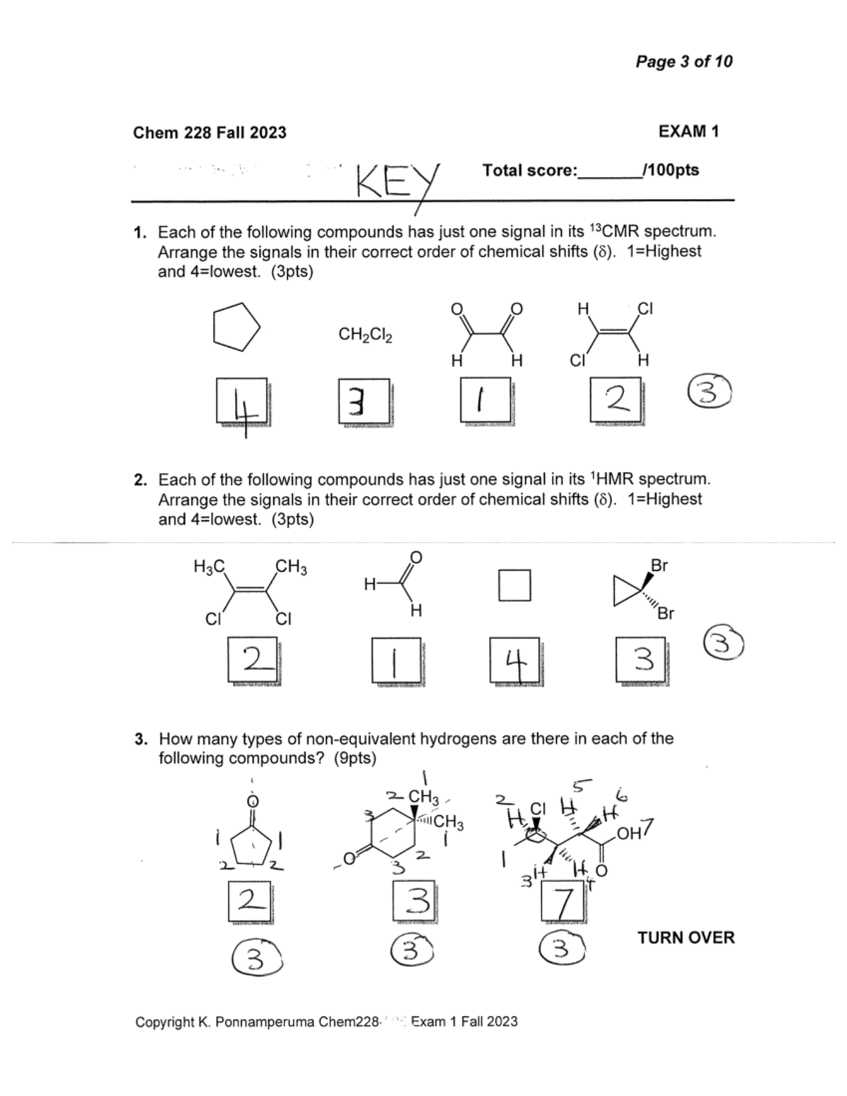 Exam 1 Key - Exam 1 key - CHEM 228 - Studocu