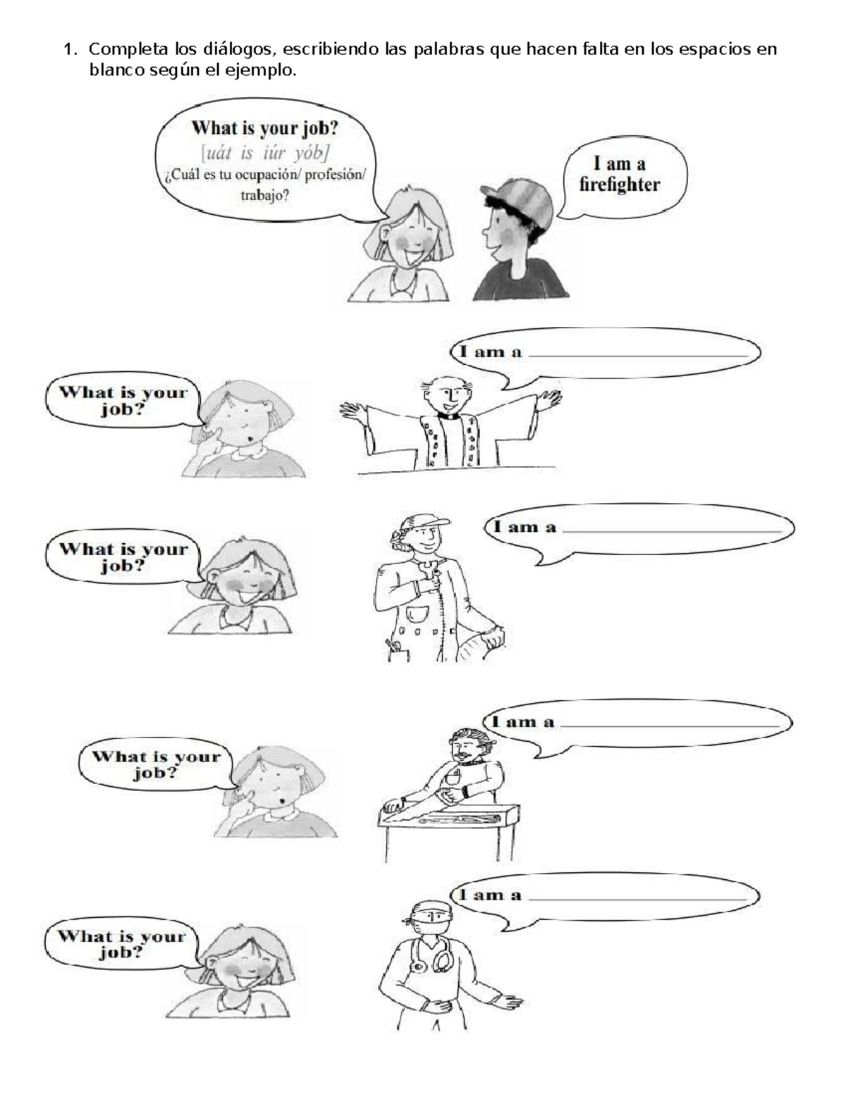 Ejercicios ingles - Completa los diálogos, escribiendo las palabras que ...