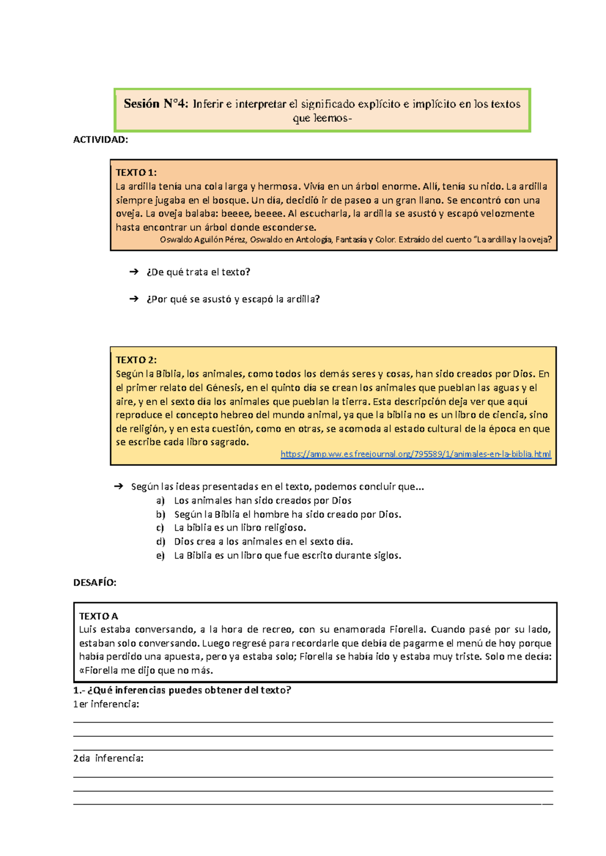 S4 Ficha de estudiante - Sesión N°4: Inferir e interpretar el ...