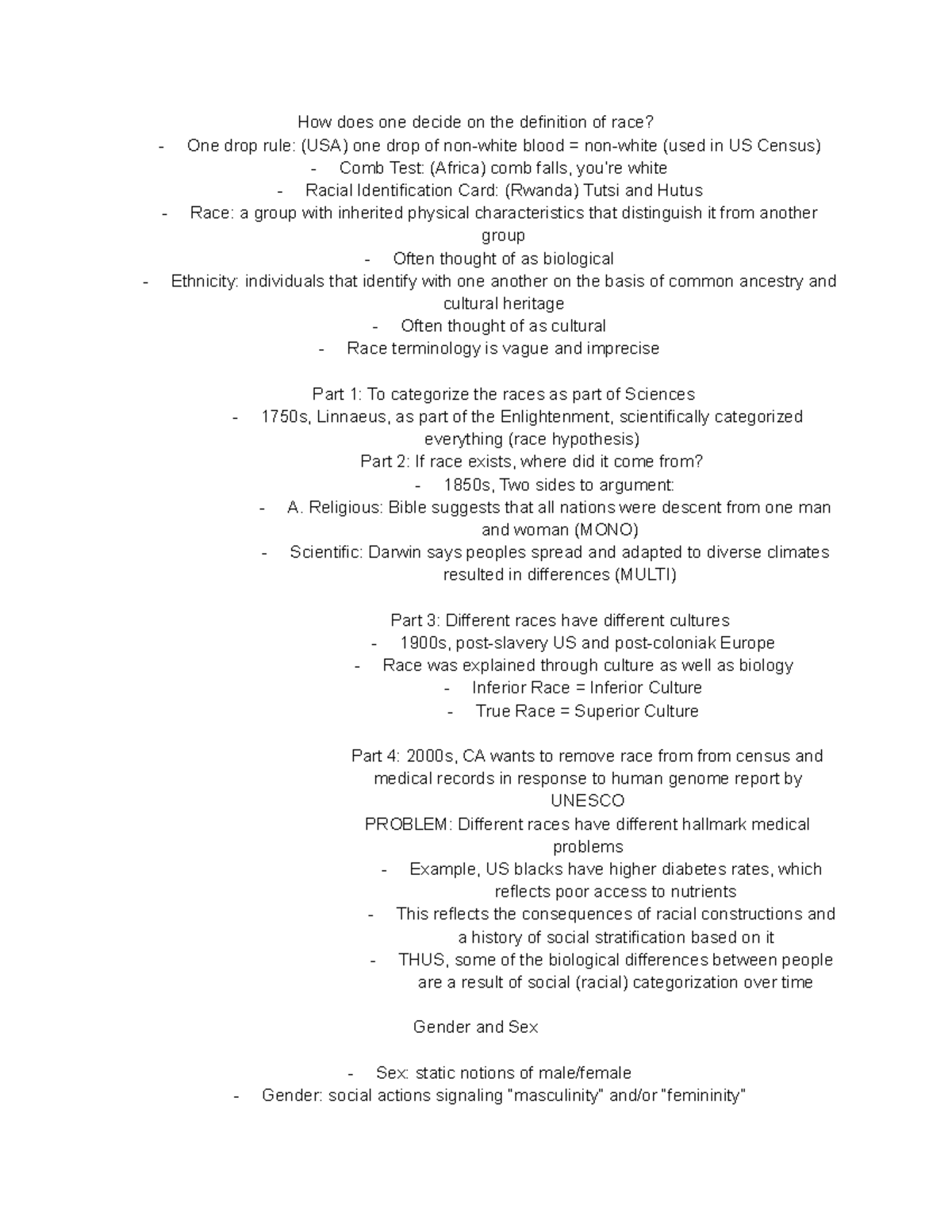 Socio 2,3 - How does one decide on the definition of race? One drop ...